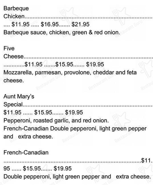Menu at Maltby Pizza & Pasta pizzeria, Maltby