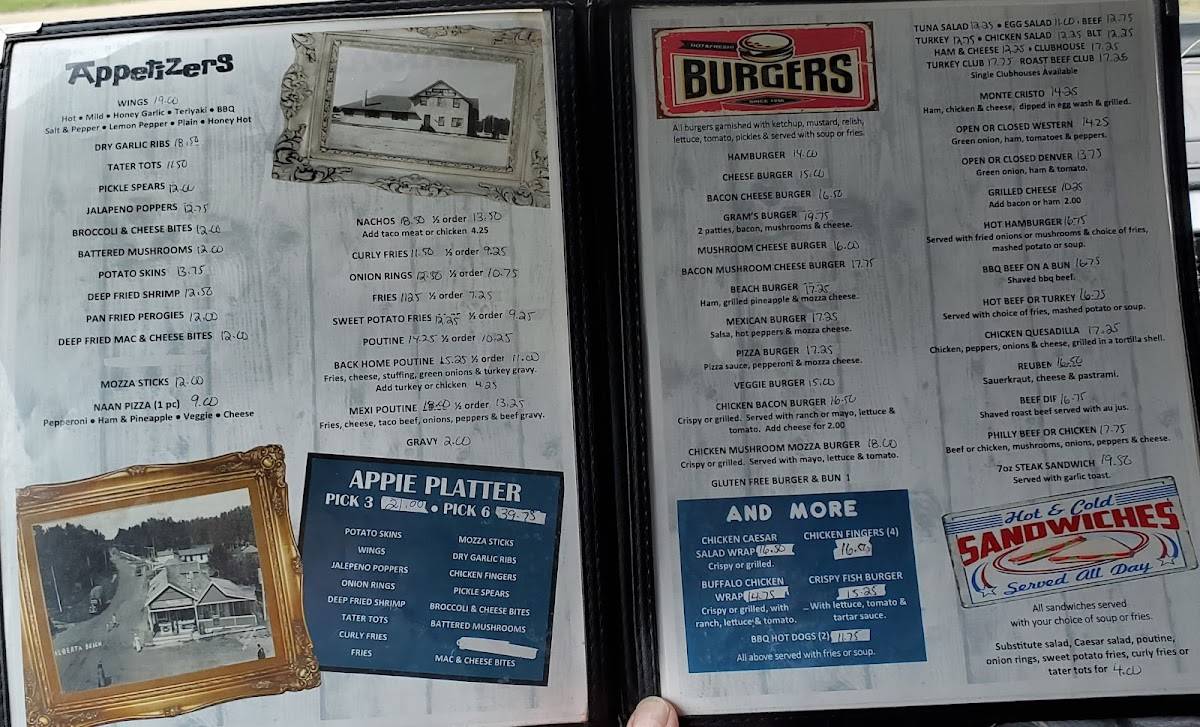 Menu at Mamas' In The Kitchen restaurant, Alberta Beach