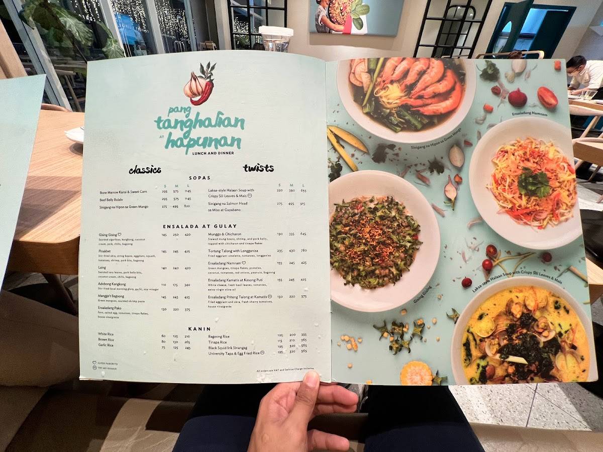 Carta del restaurante Manam SM Baguio, Baguio