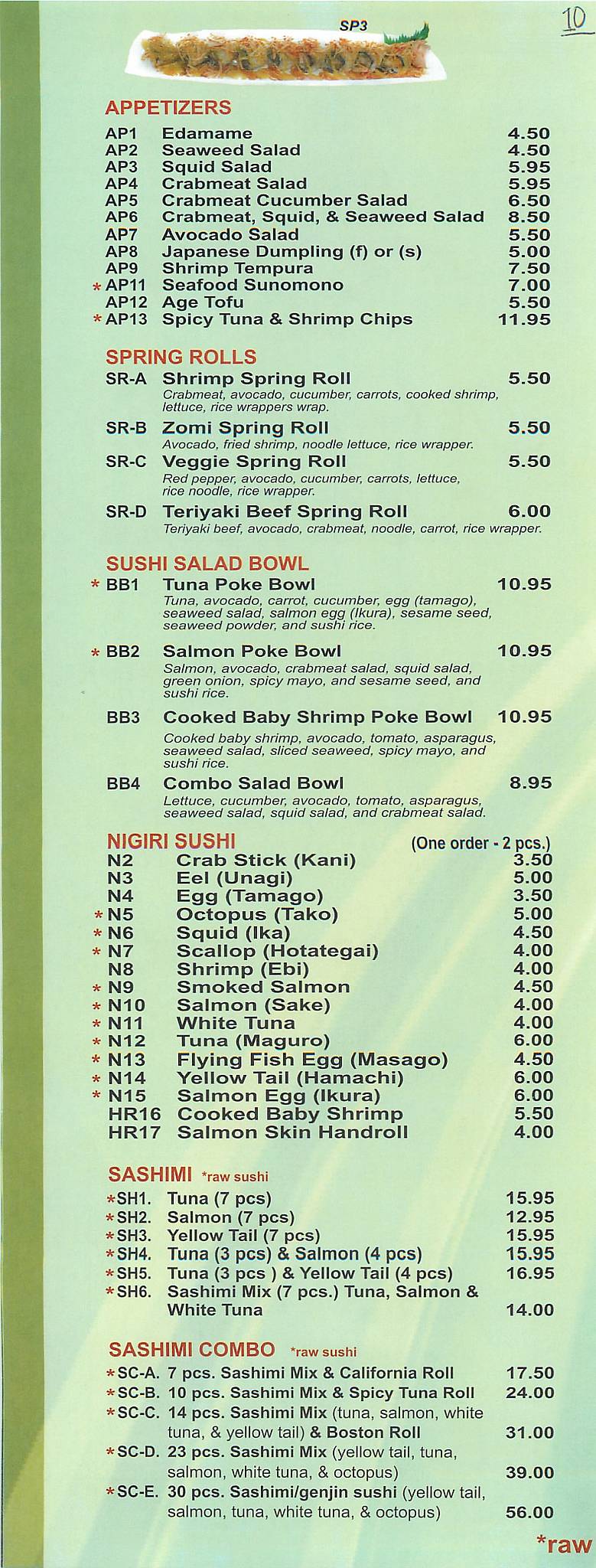 Menu at Mandarin Chinese & Sushi restaurant, Alexandria