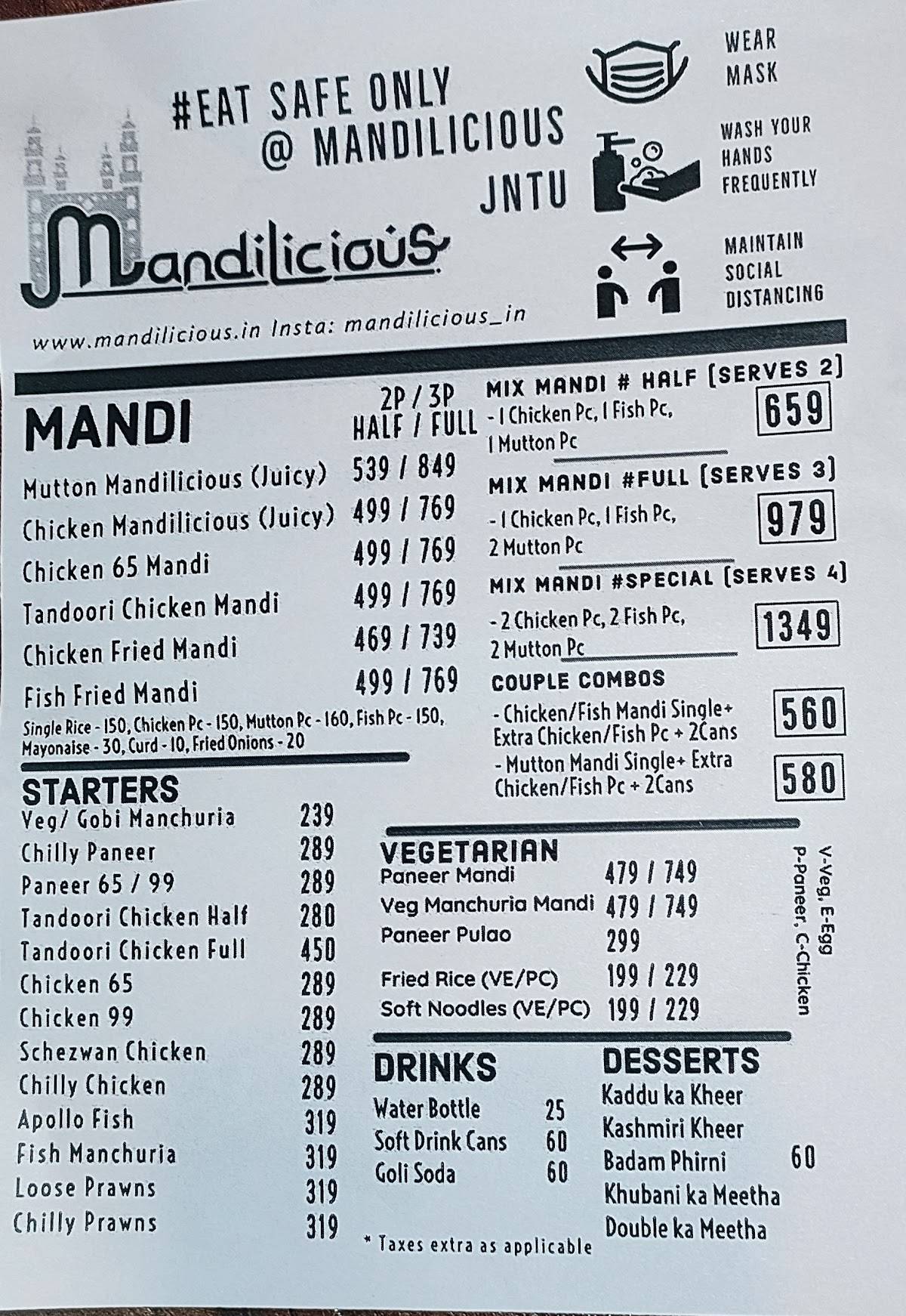 Menu at Mandilicious - Arabian Mandi & Family Dining Restaurant, Hyderabad