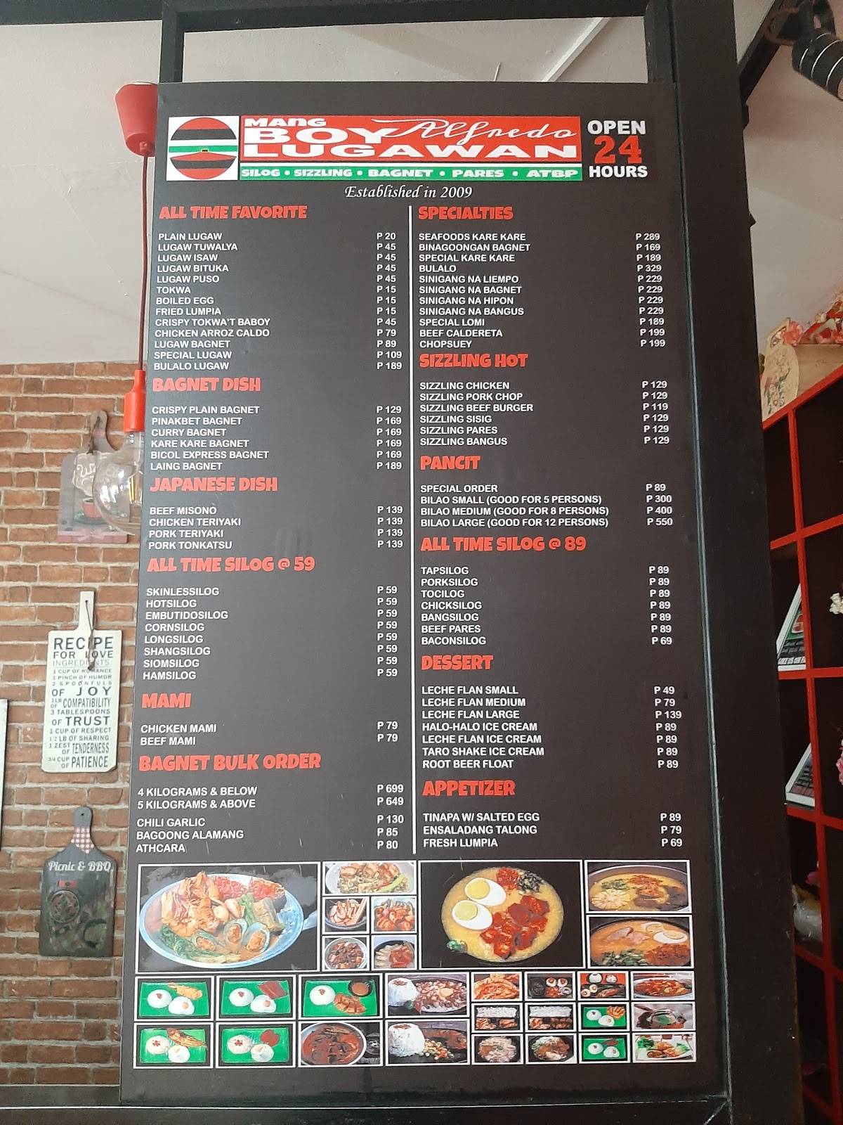 Menu at Mang Boy Alfredo Lugawan - Kingspoint restaurant, Quezon City