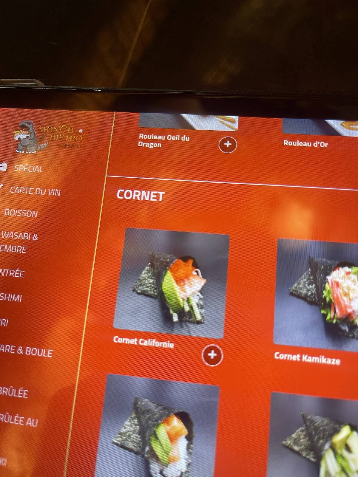 Menu au Manga Bistro restaurant, Montréal