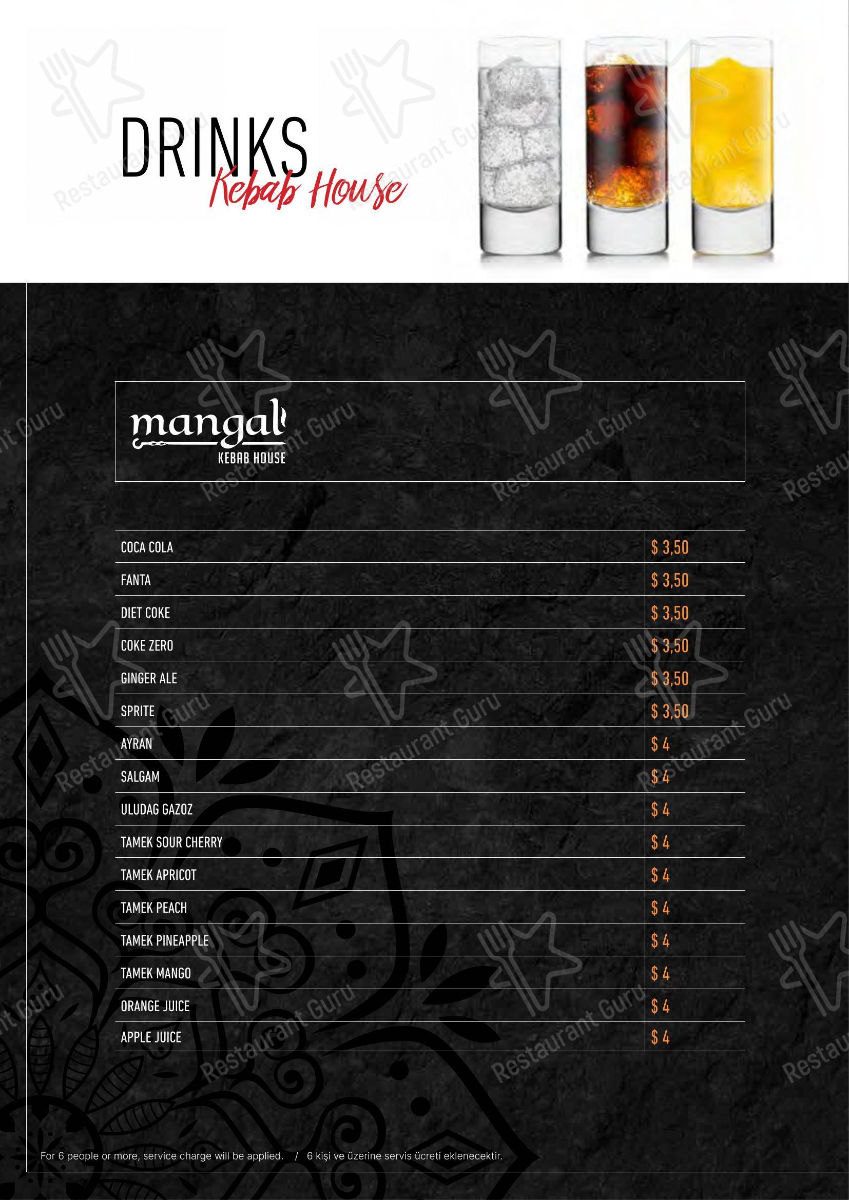 Menu at Mangal Kebab House restaurant, Toronto