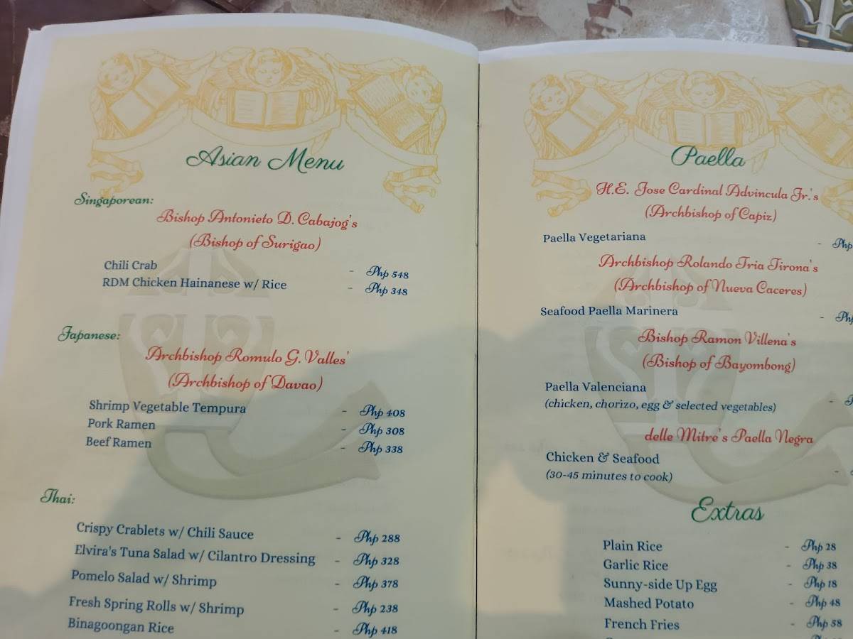 Menu at Ristorante delle Mitre restaurant, Manila, Opposite San Agustin ...