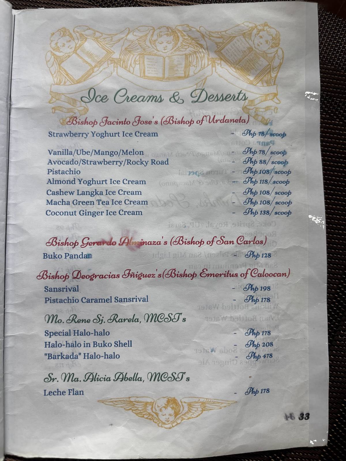 Menu at Ristorante delle Mitre restaurant, Manila, Opposite San Agustin ...