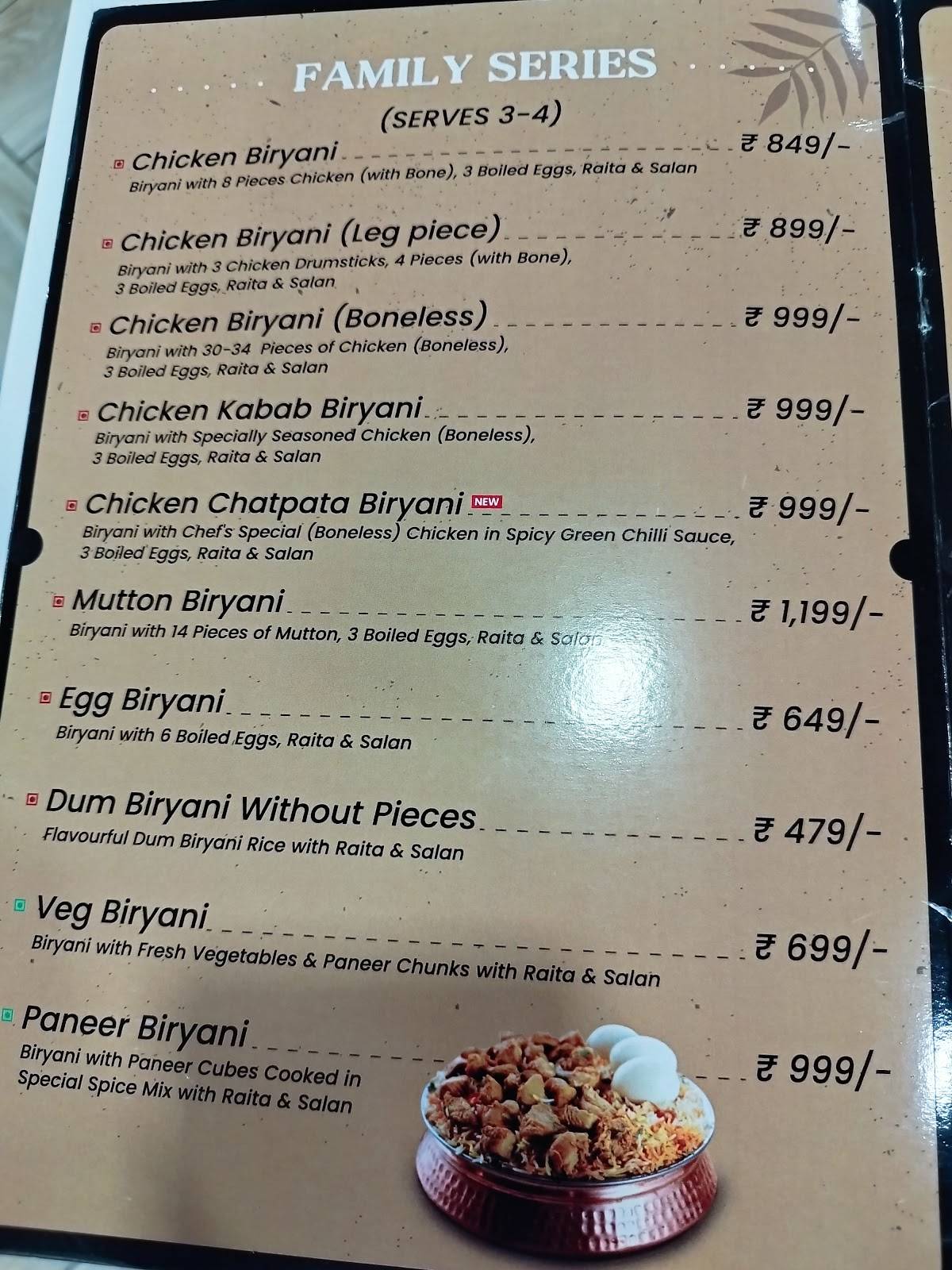 Menu at Mani's Dum Biryani - Thoraipakkam, Chennai