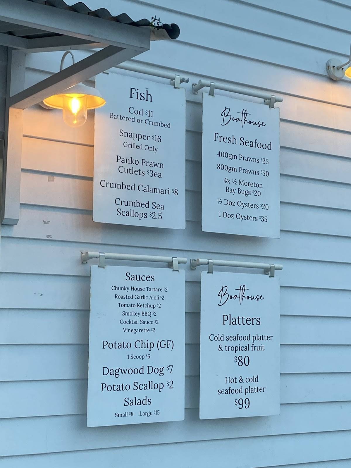 Menu at Manly Boathouse restaurant, Manly