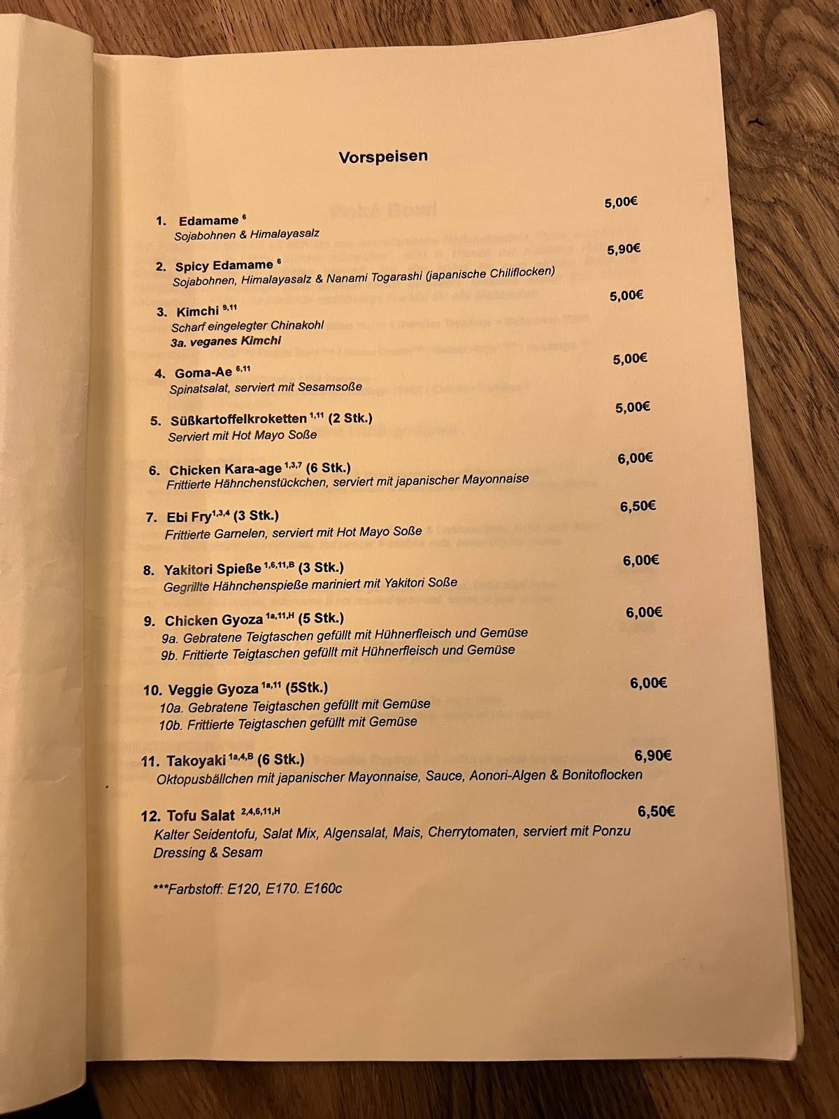 Speisekarte von Min Ramen Bar, Mannheim