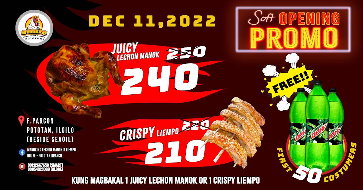 Carta del restaurante ManoKing Lechon Manok & Liempo House - Pototan ...