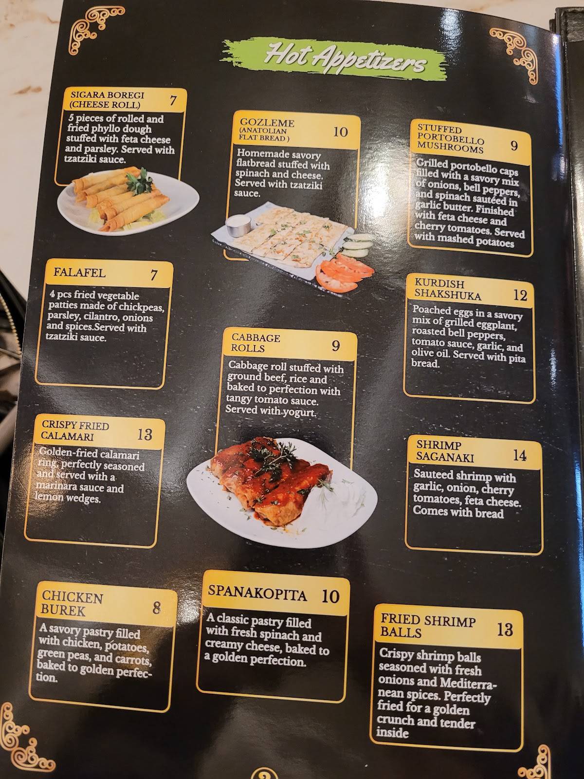 Menu at Marida Mediterranean Restaurant, Newburgh