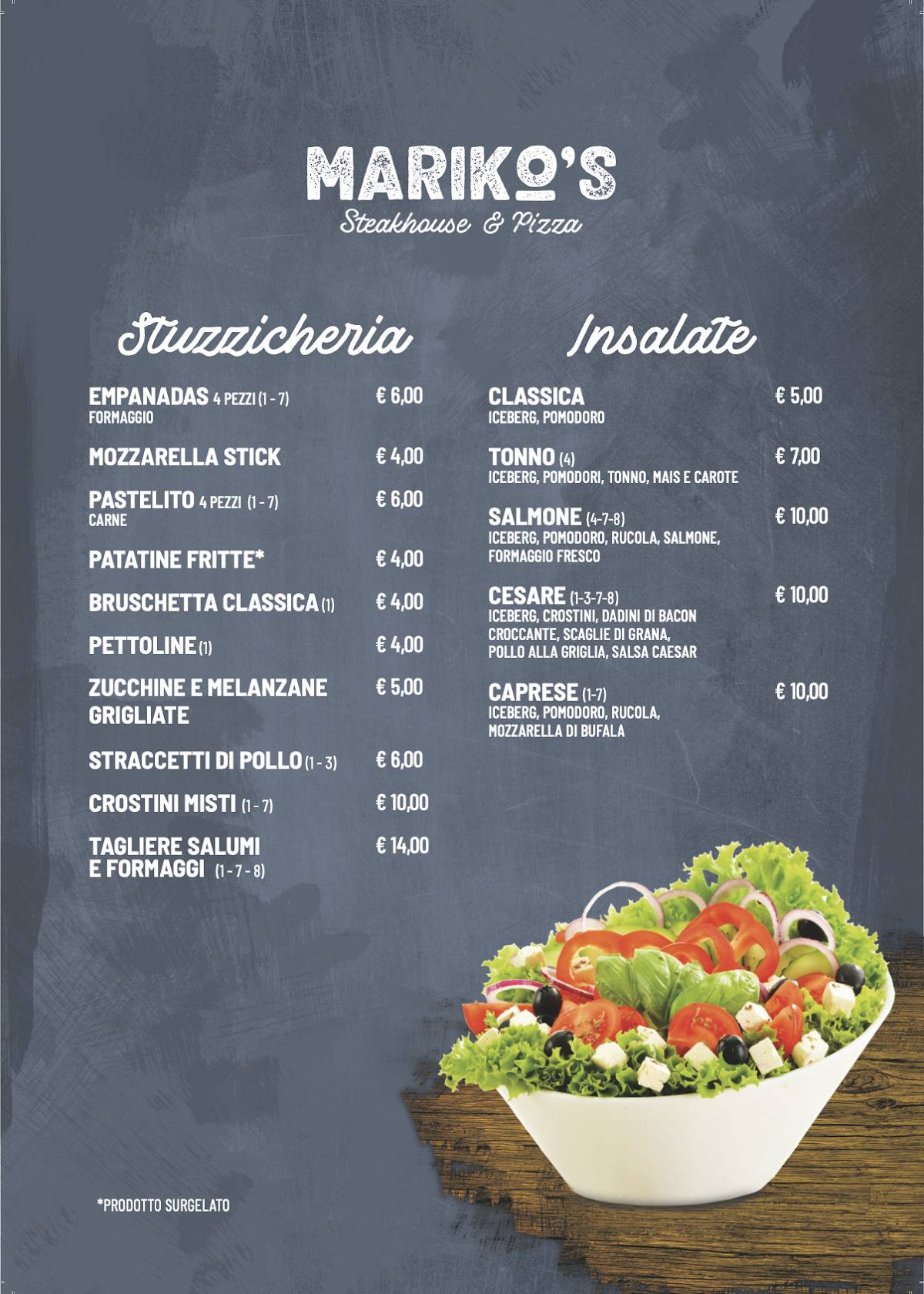Menu da Mariko's ristorante, Gravina in Puglia