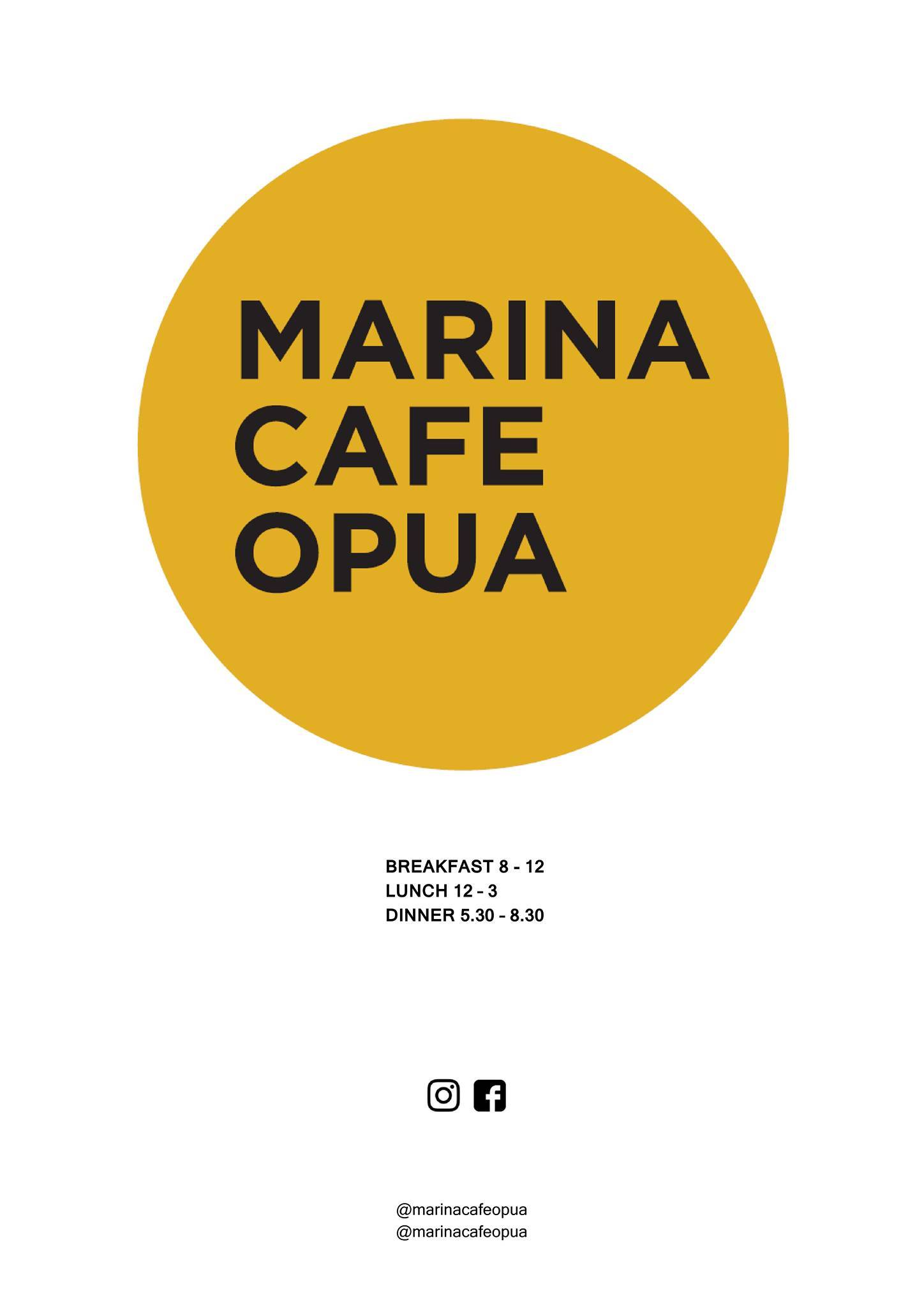 Menu at Marina Cafe Opua, Opua