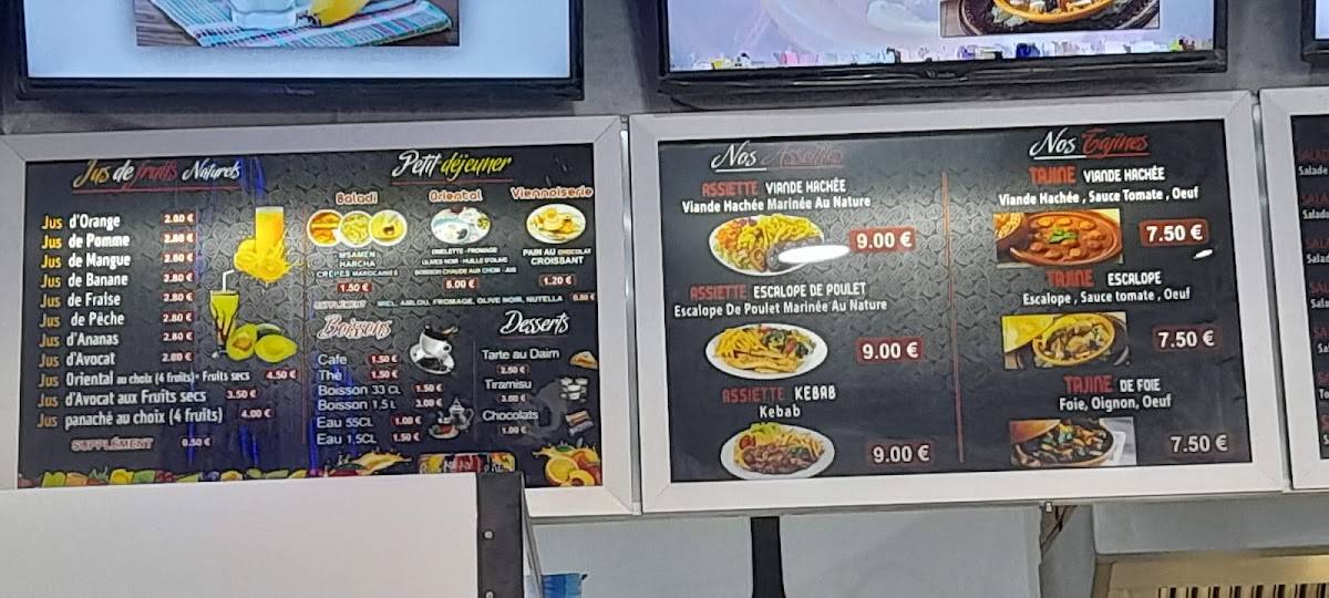 Menu at Marmara restaurant, Nimes