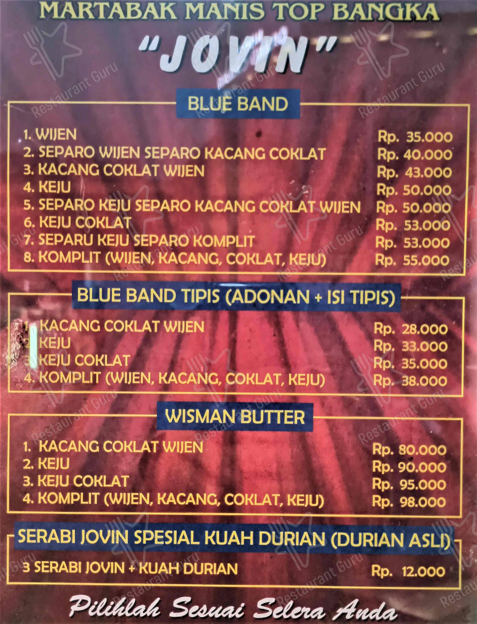 Menu at Martabak Bangka Jovin pizzeria, Bekasi Regency, Jl.Jatibening Raya
