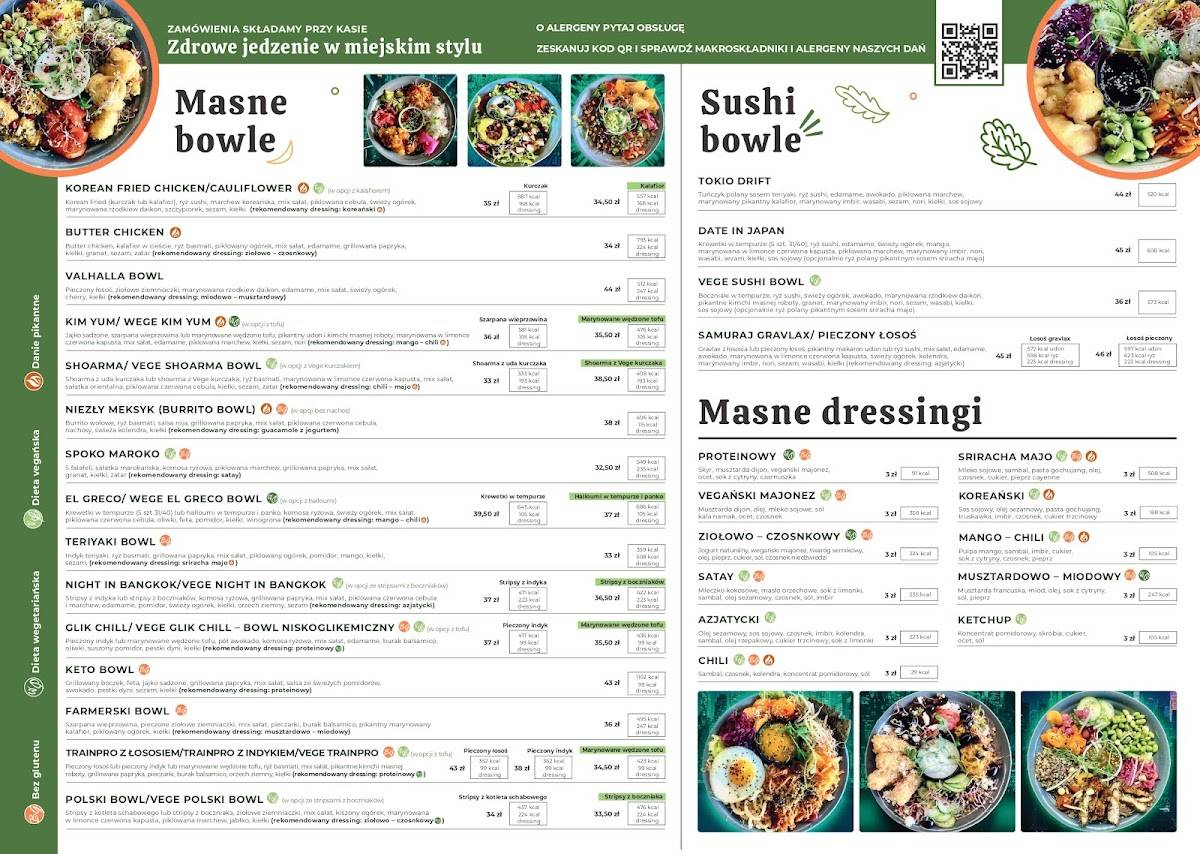 Menu at Masna Micha restaurant, Gdańsk