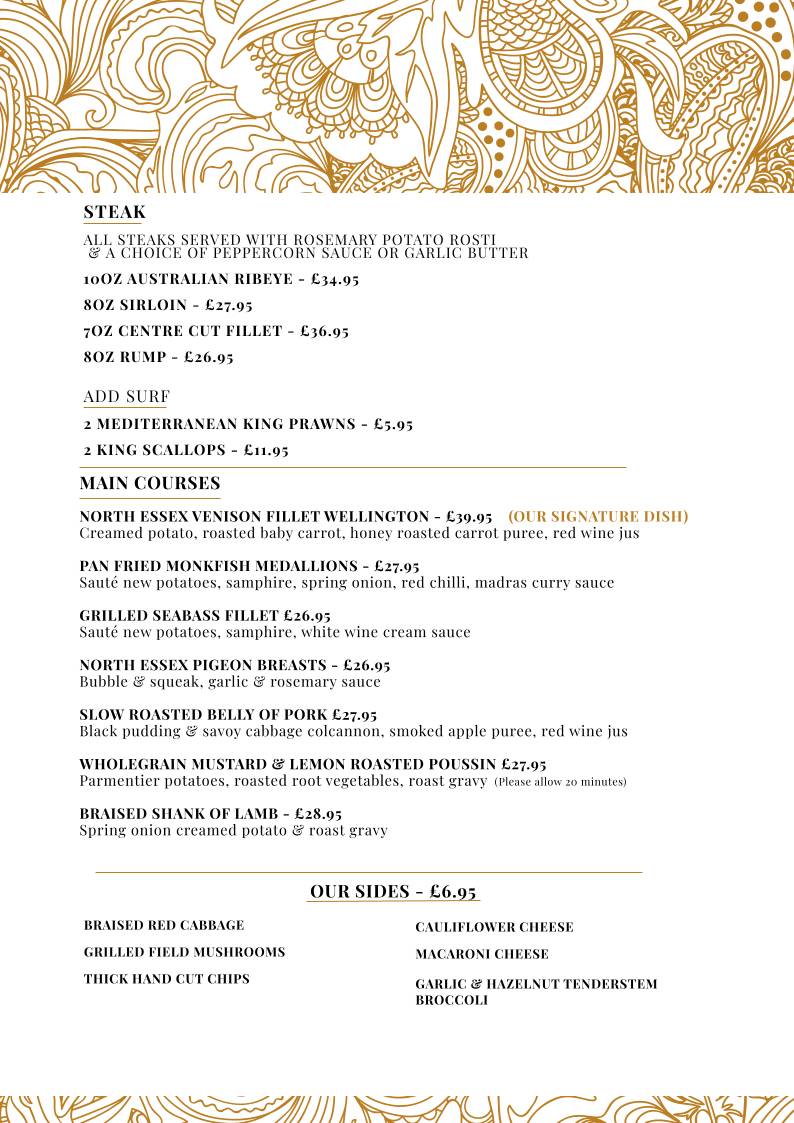 Menu at Mason's Restaurant, Brentwood