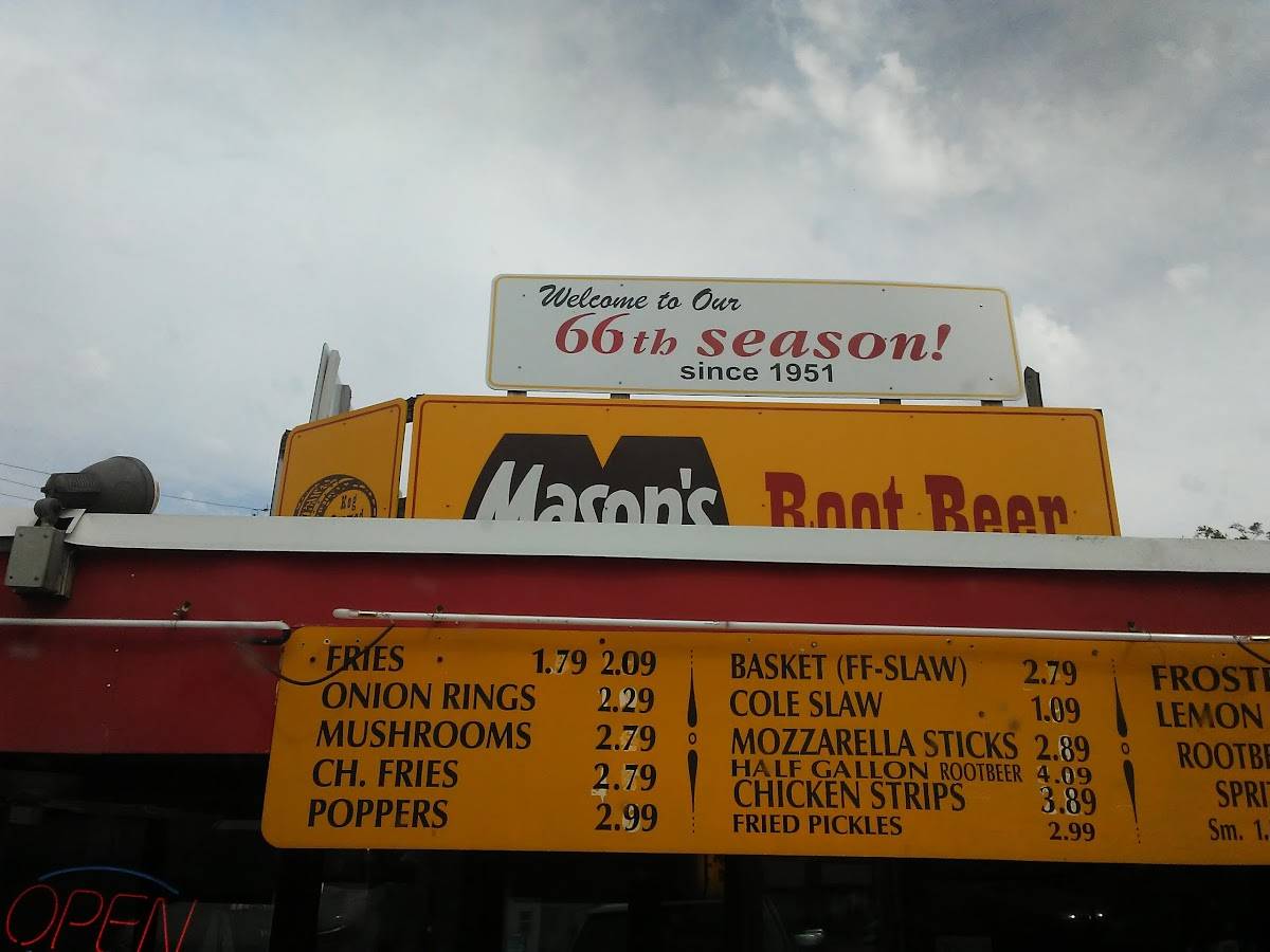 Menu at Mason's Root Beer Drive In restaurant, Washington