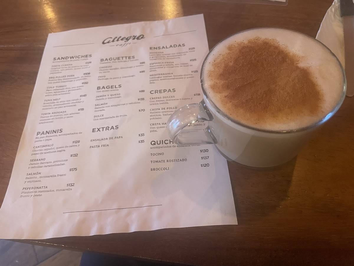 Menu at Allegro Coffee And Bistro cafe, Mazatlán, Belisario Domínguez 1403