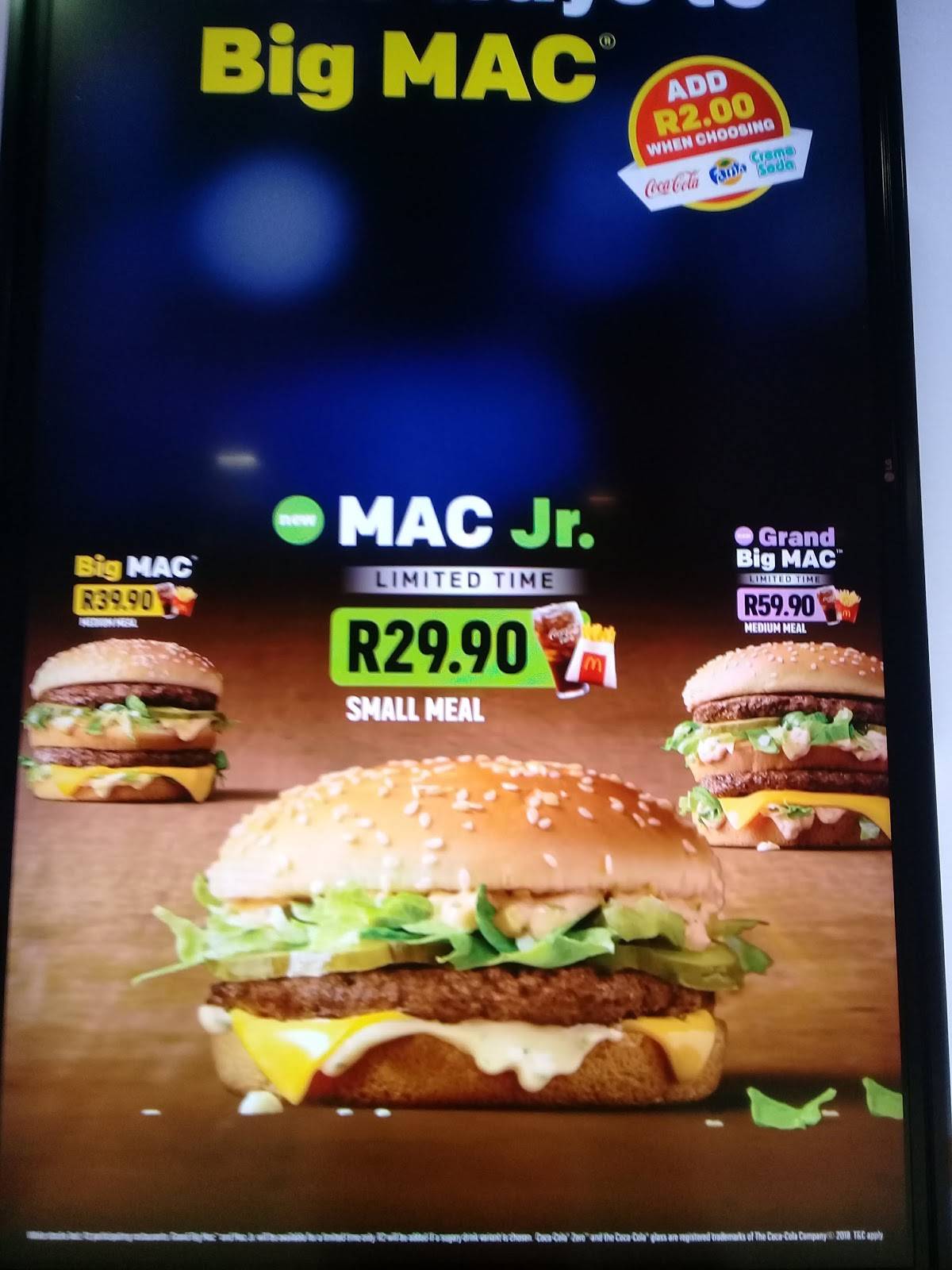Menu at McDonald's Mafikeng Crossing restaurant, Mahikeng, Crossing ...