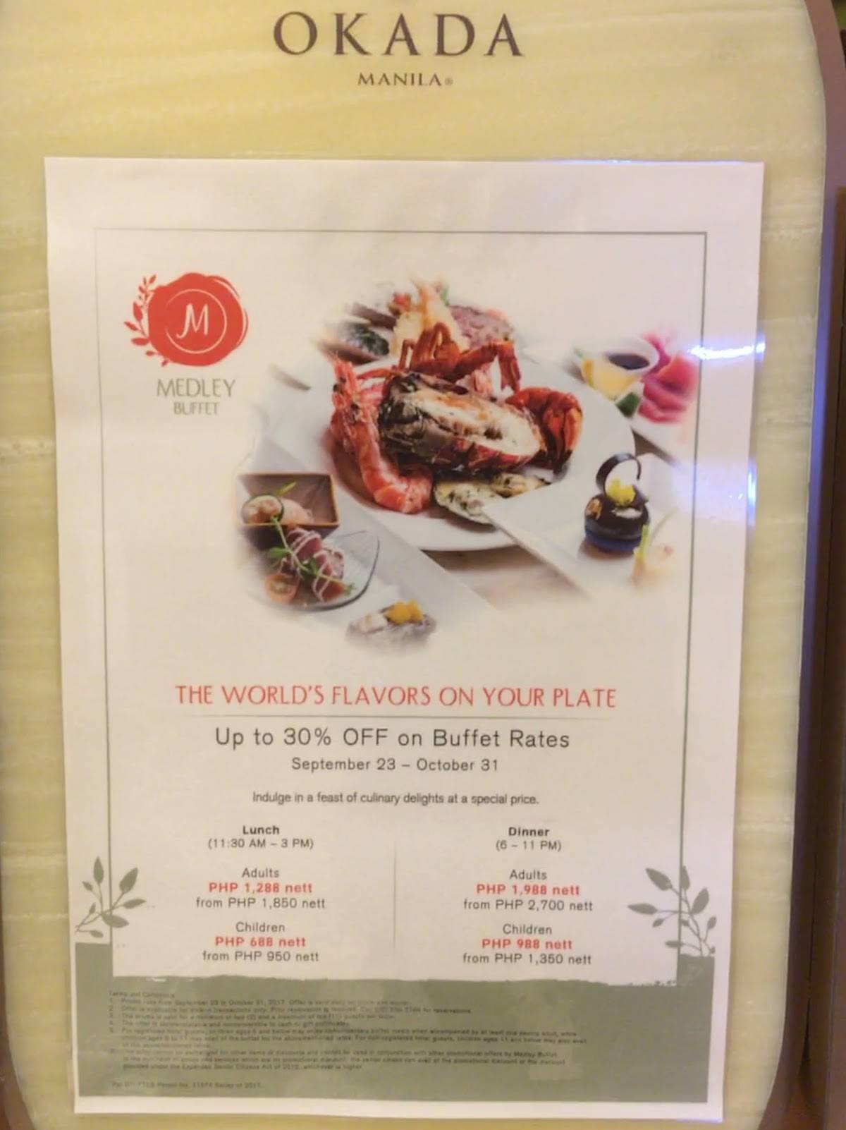 Menu at Medley Buffet restaurant, Parañaque