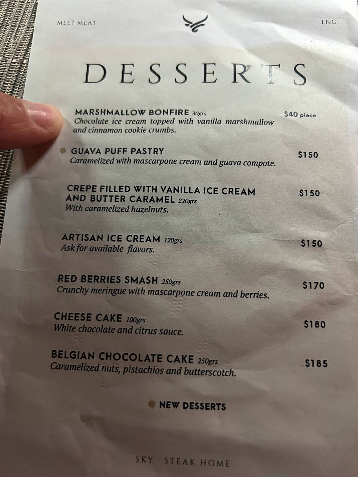 Menu at Meet Meat steakhouse, Bucerías
