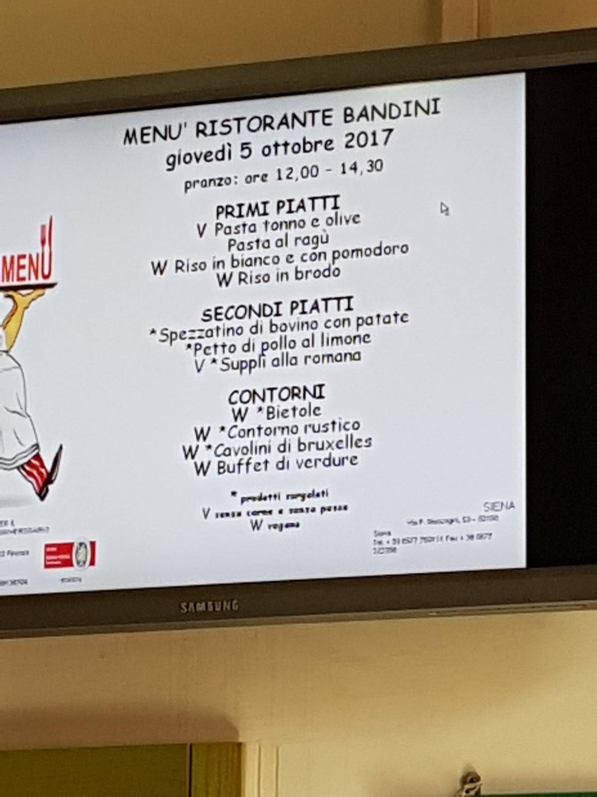 Menu da Mensa Universitaria Bandini ristorante, Siena