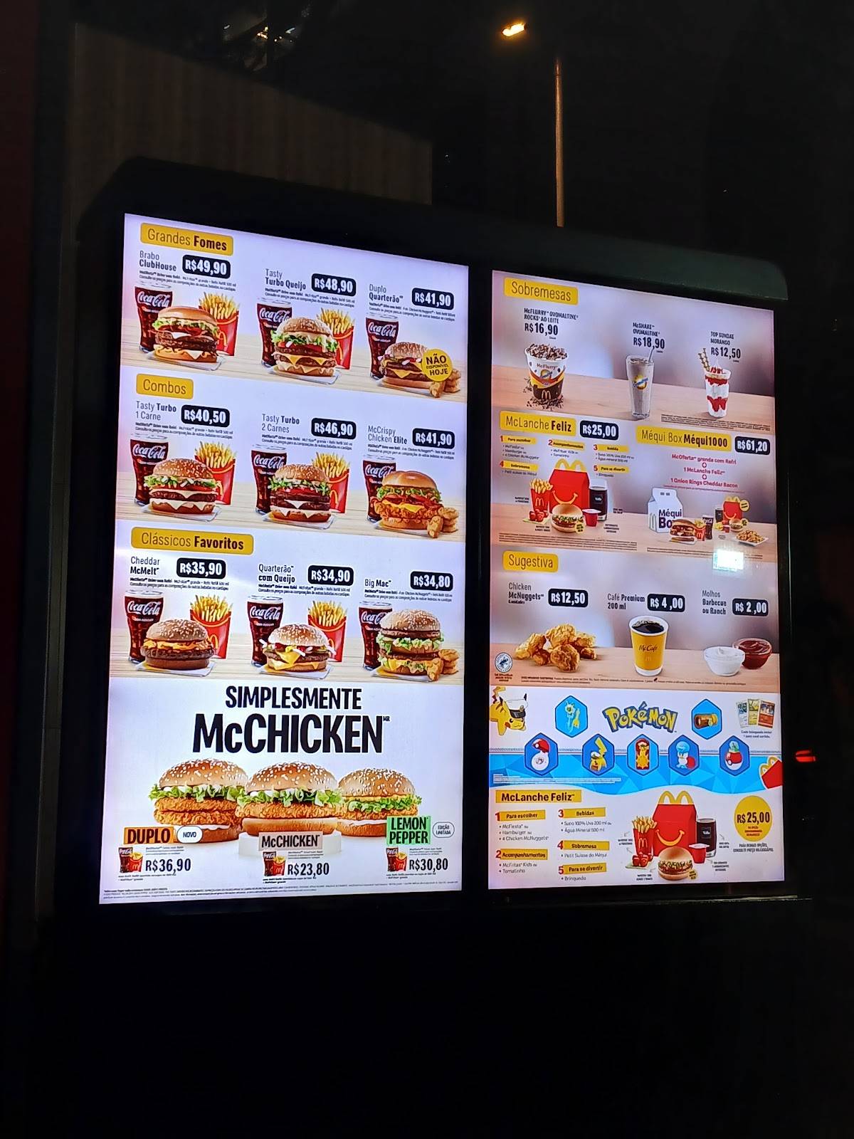 Menu at Mequi 1000 - McDonald's restaurant, São Paulo, Av. Paulista