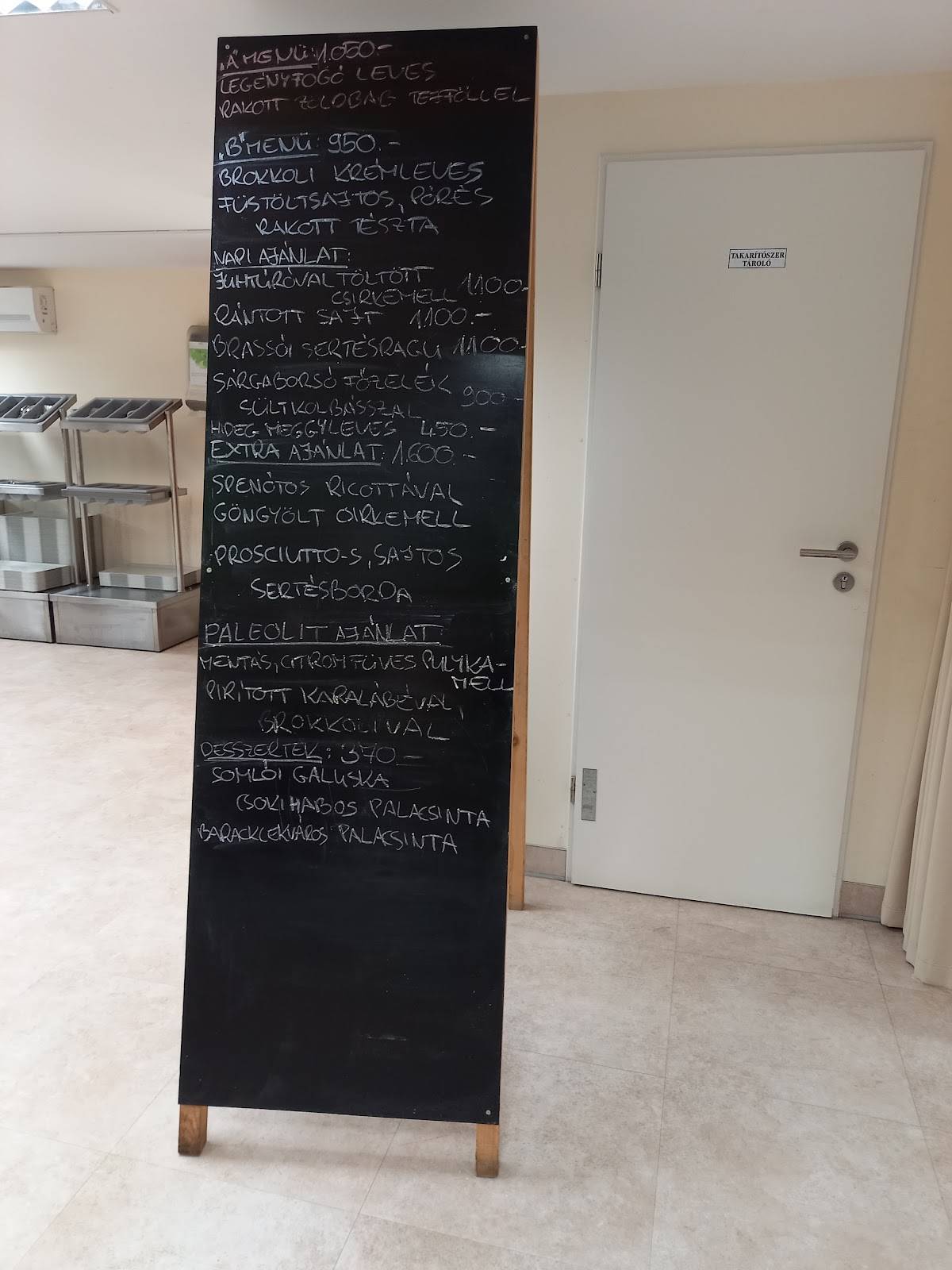 Menu at Mermel Event Hall restaurant, Budapest