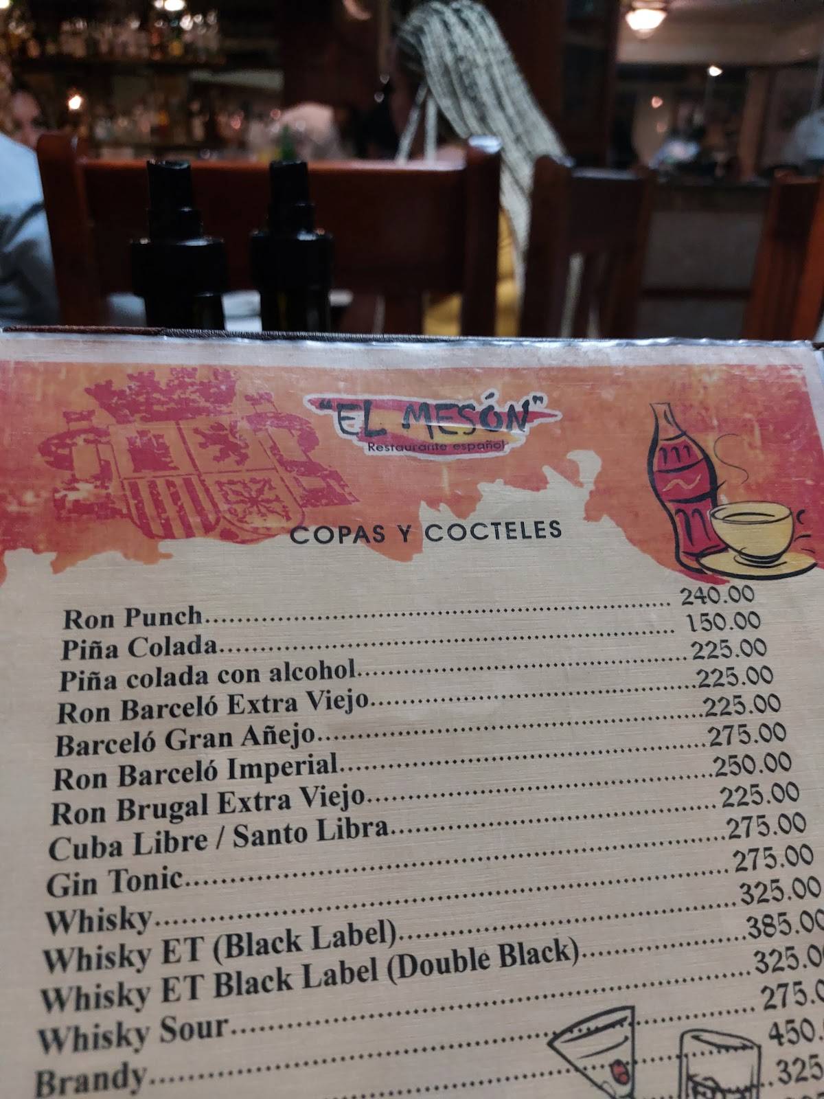 Carta de Restaurante el Mesón Español, Playa Juan Dolio