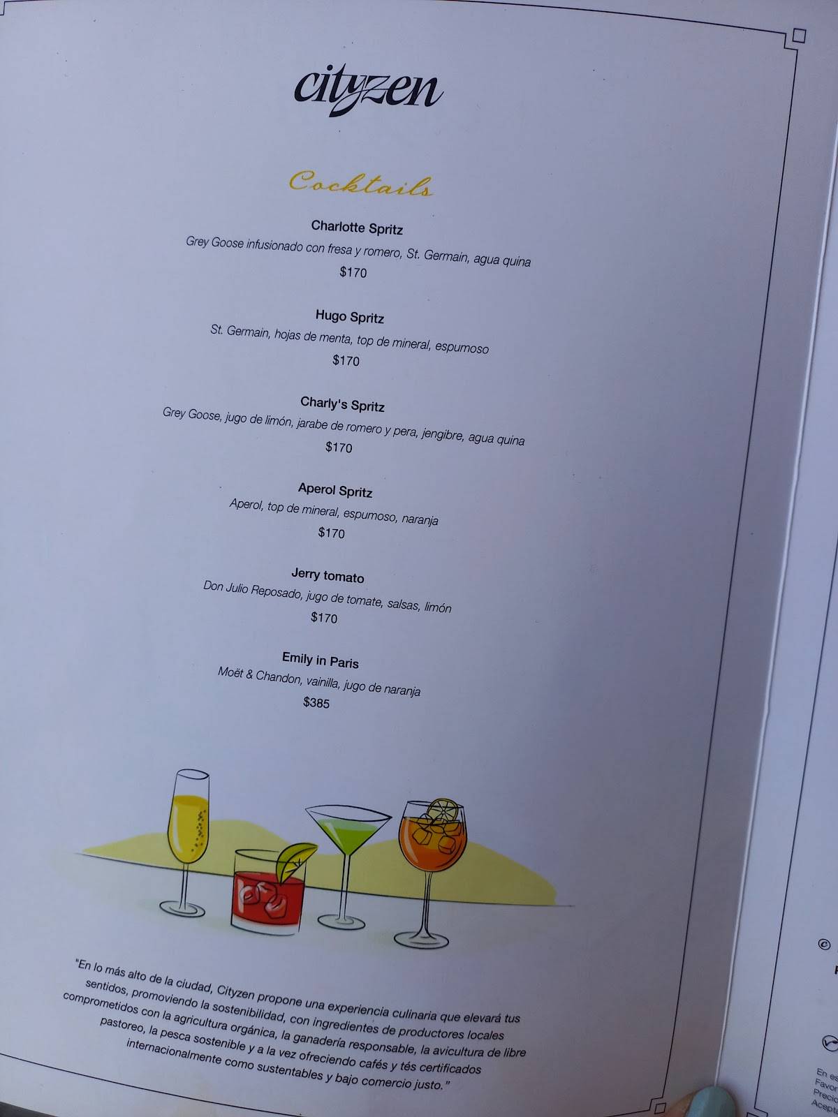 Carta del pub y bar Cityzen, Ciudad López Mateos