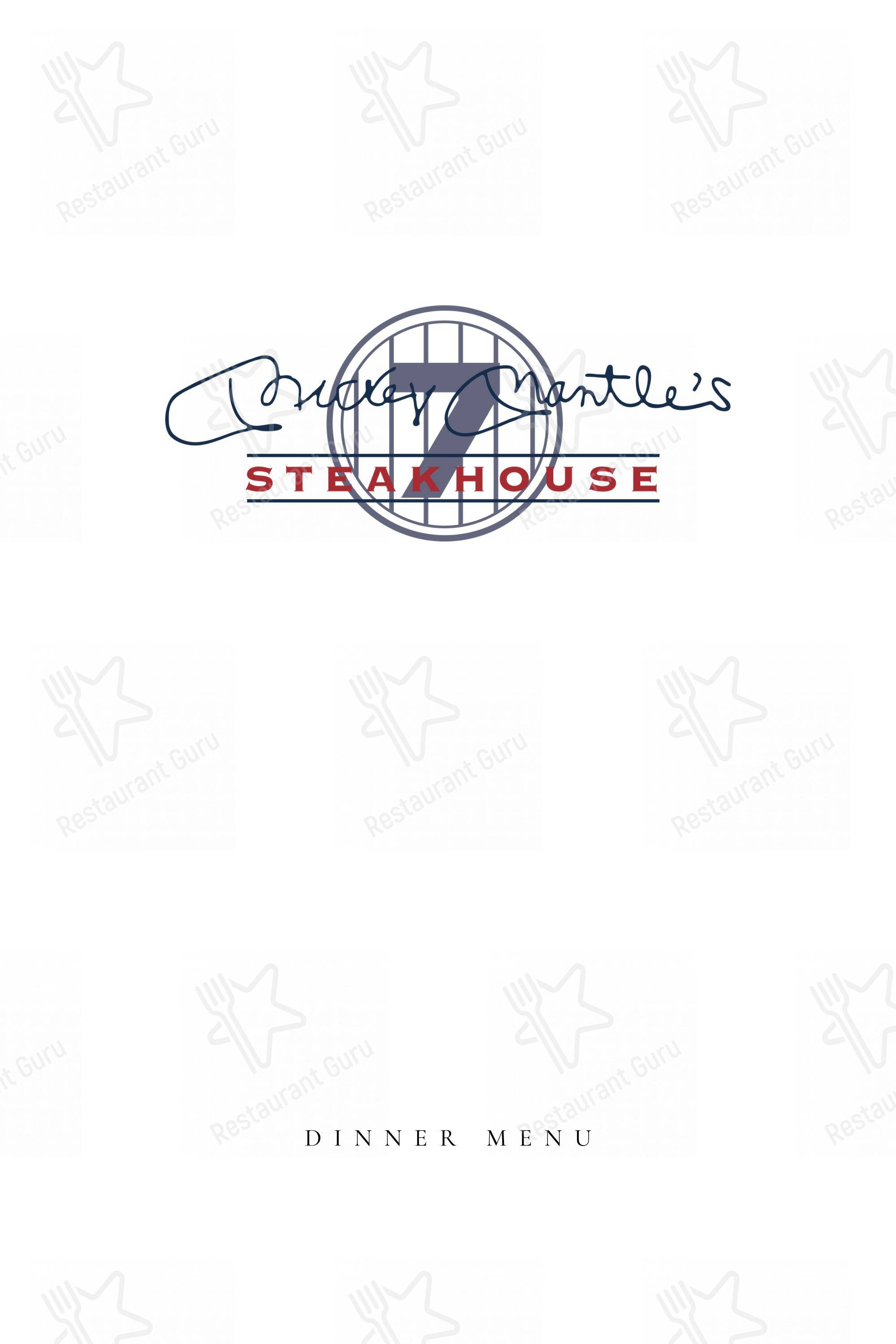 Menu at Mickey Mantle's Steakhouse, Oklahoma City, 7 S Mickey Mantle Dr
