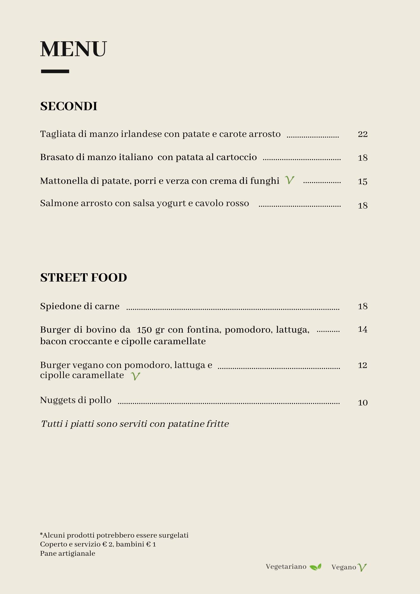 Menu da Ristorante Spazio Caroli12, Milano