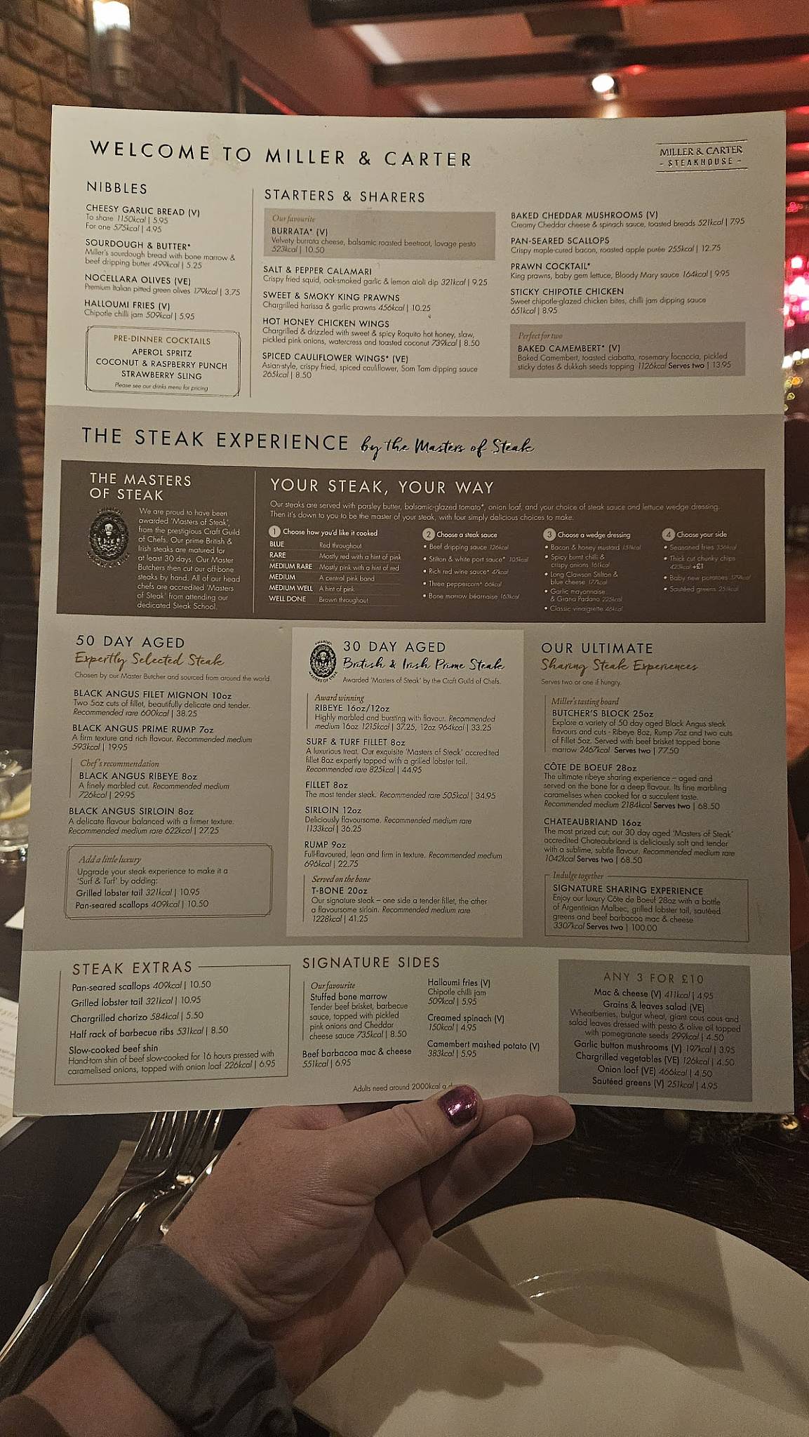 Menu at Miller & Carter Epping Forest steakhouse, Epping