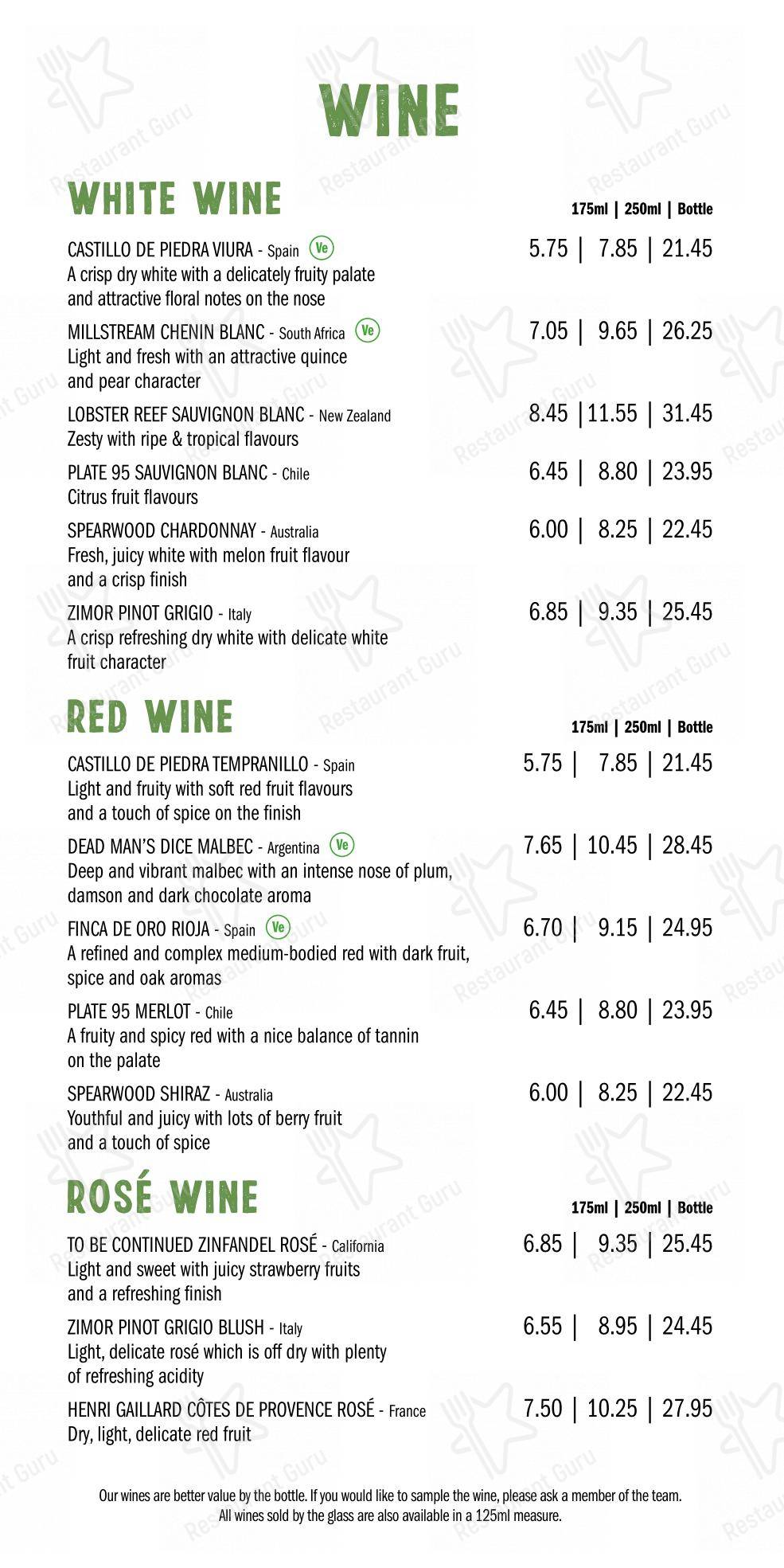 Menu at Millstream pub & bar, Hitchin