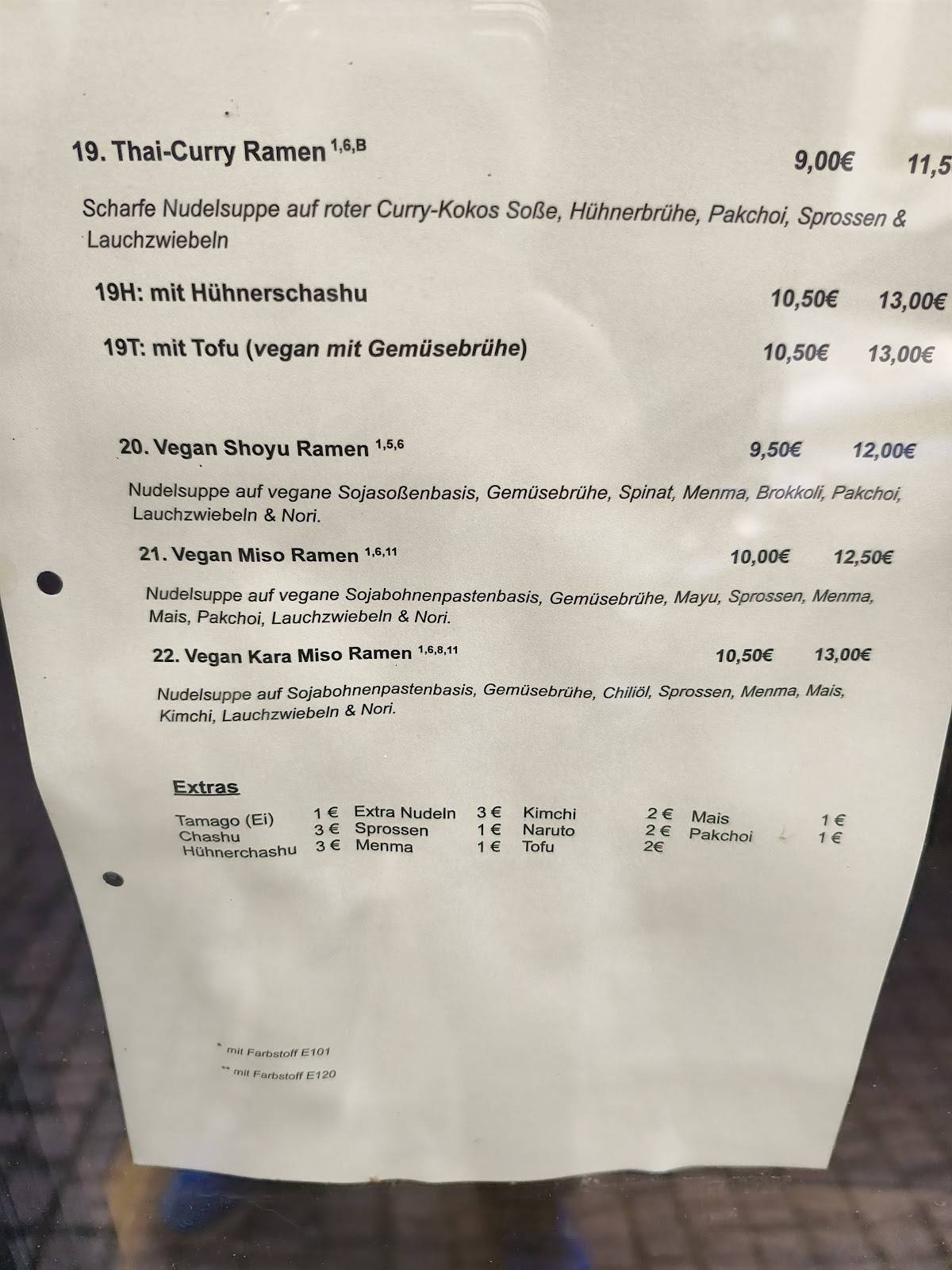 Speisekarte von Min Ramen Bar, Heidelberg
