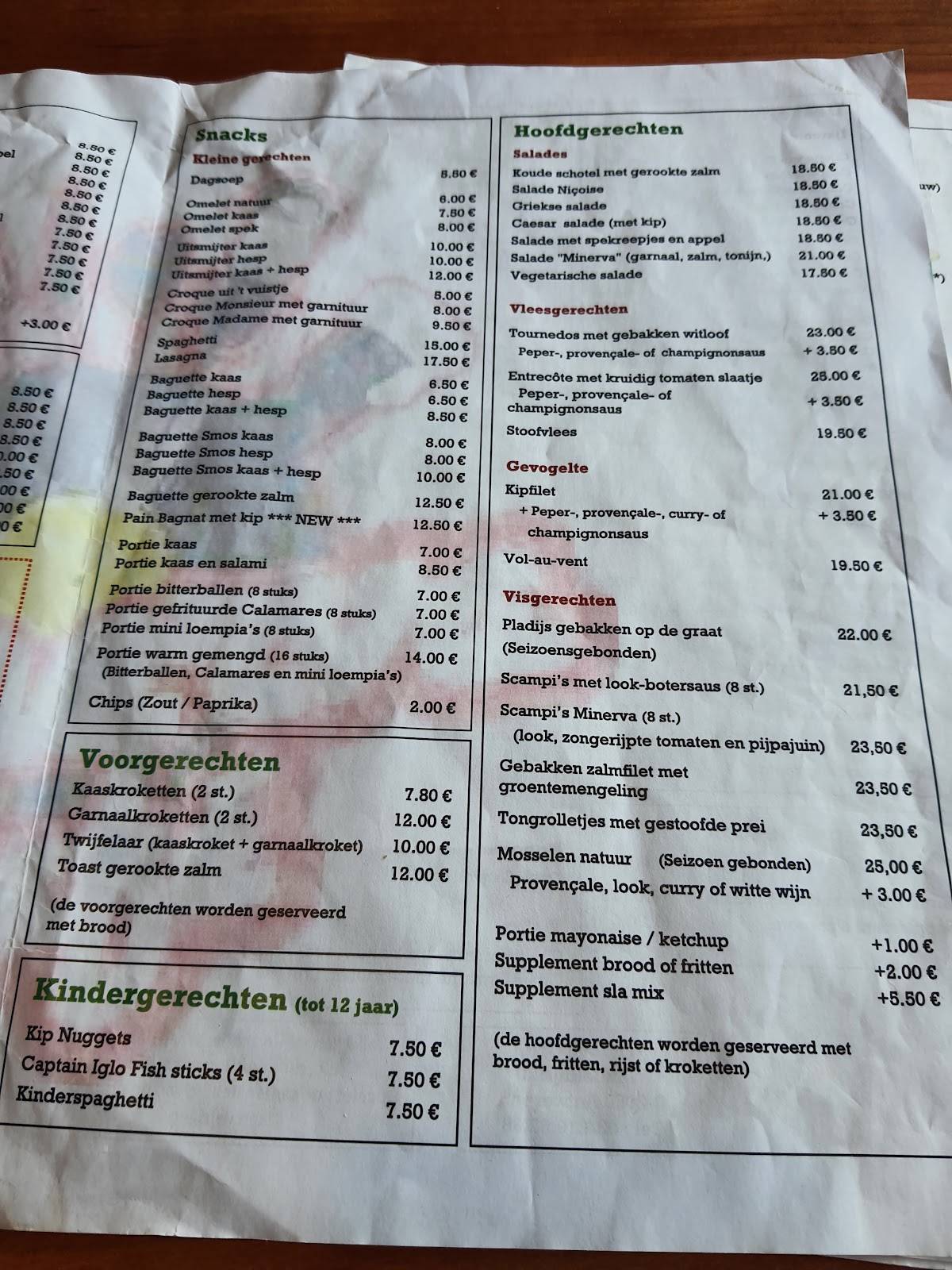 Menu at Radio Minerva Café - Restaurant, Antwerp, Wandeldijk 20