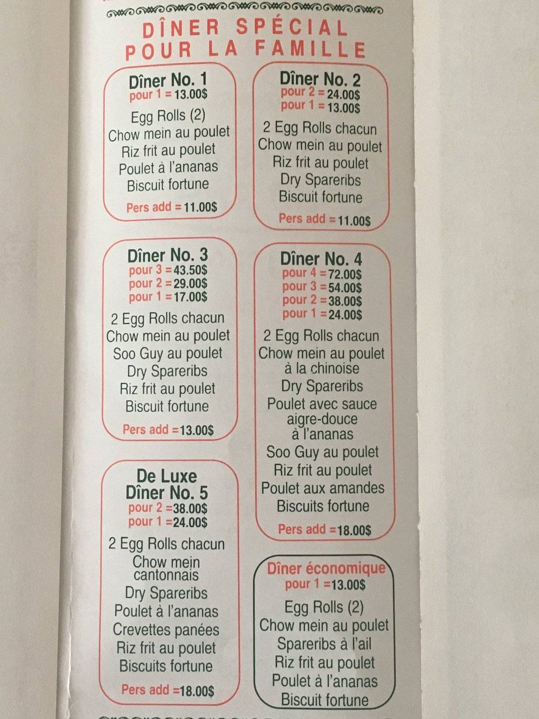 Menu au Ming Wong Mets Chinois restaurant, Rawdon
