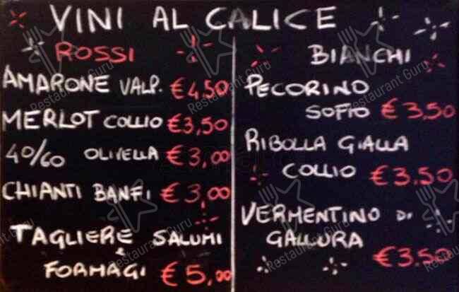 Menu da Mini Bar, Roma, Vicolo della Garbatella 11/13