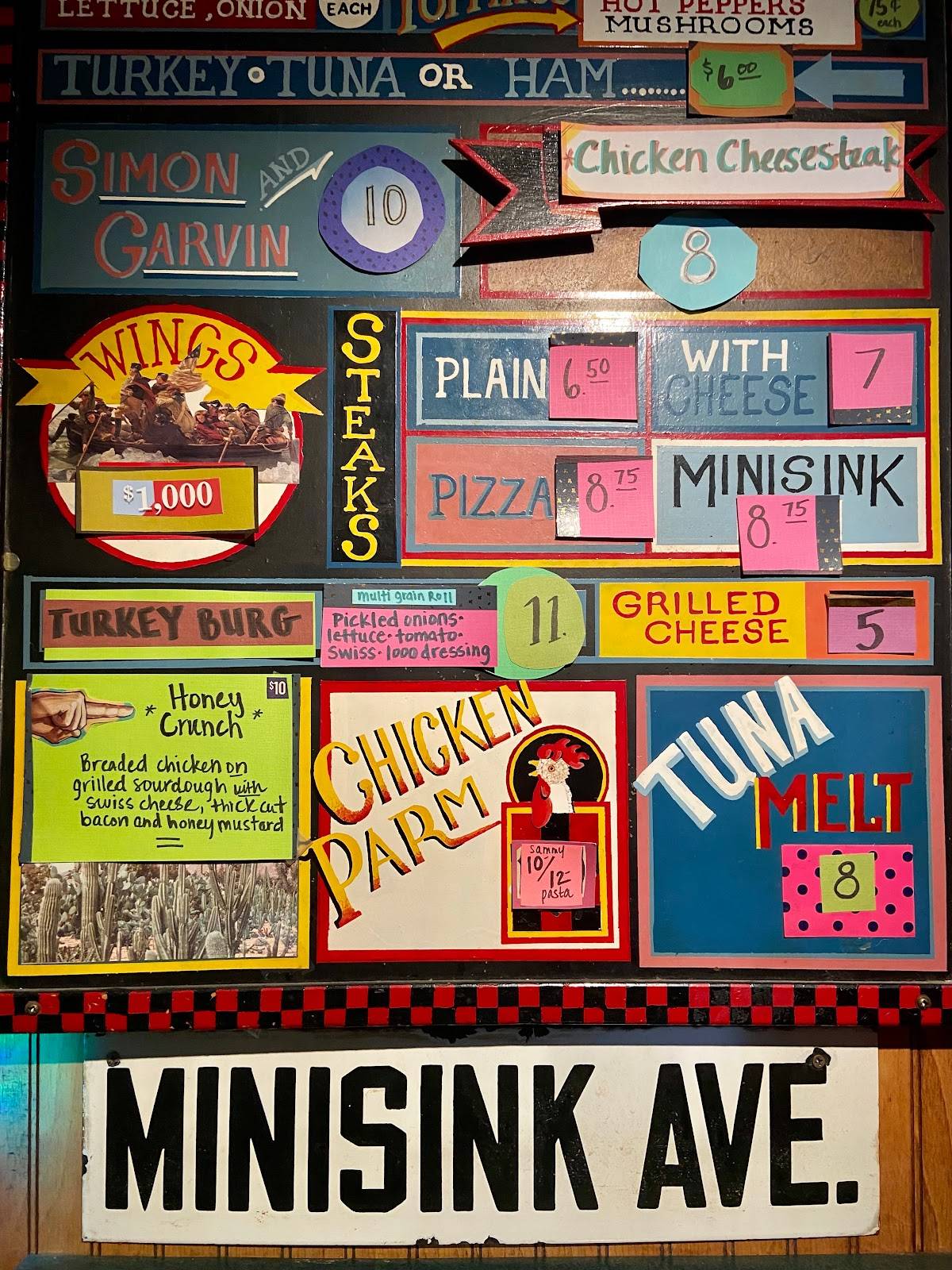 Menu at Minisink Hotel pub & bar, Minisink Hills