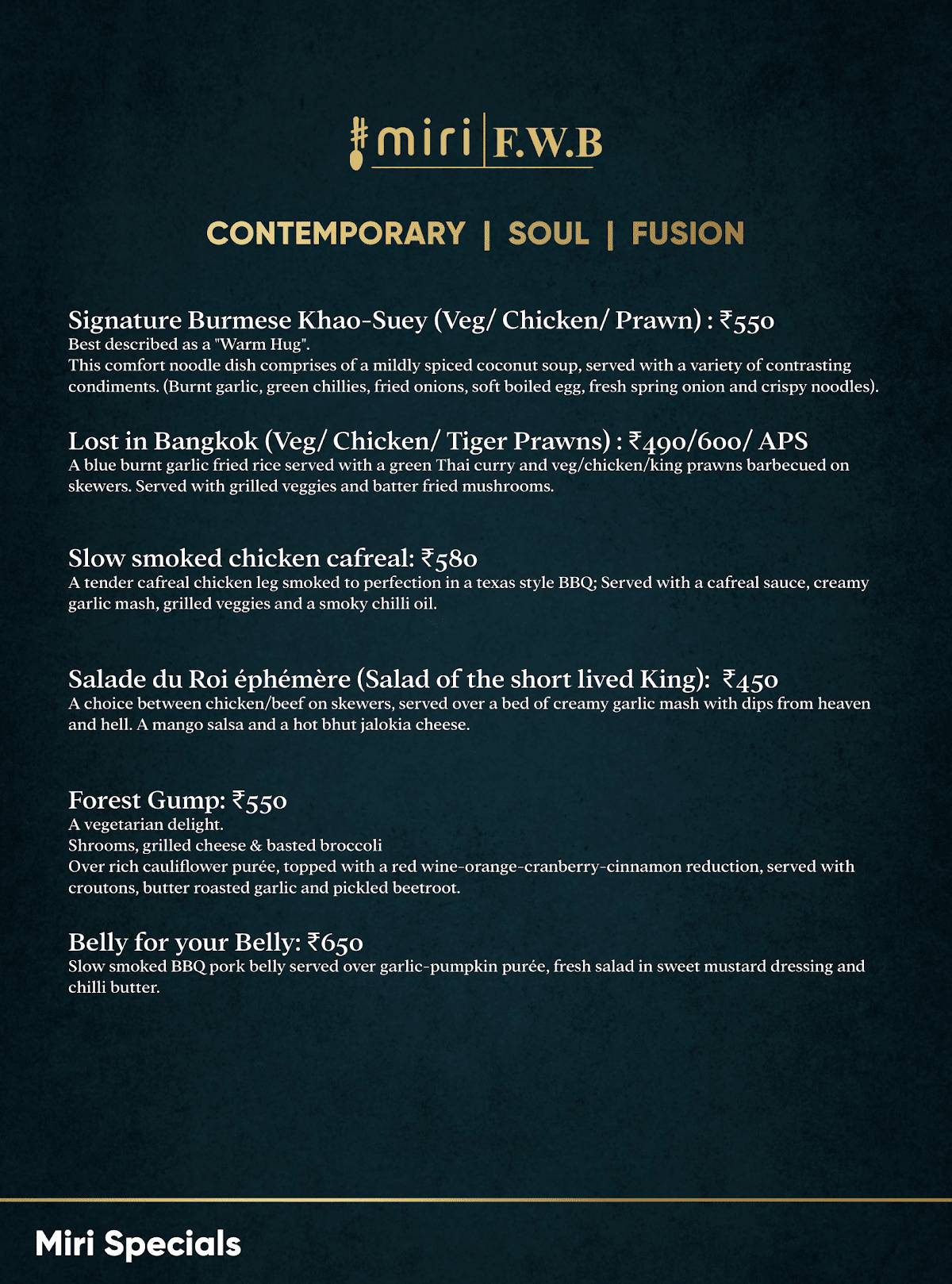 Menu at Miri Global Fusion Dining Miramar, Panjim, Panaji
