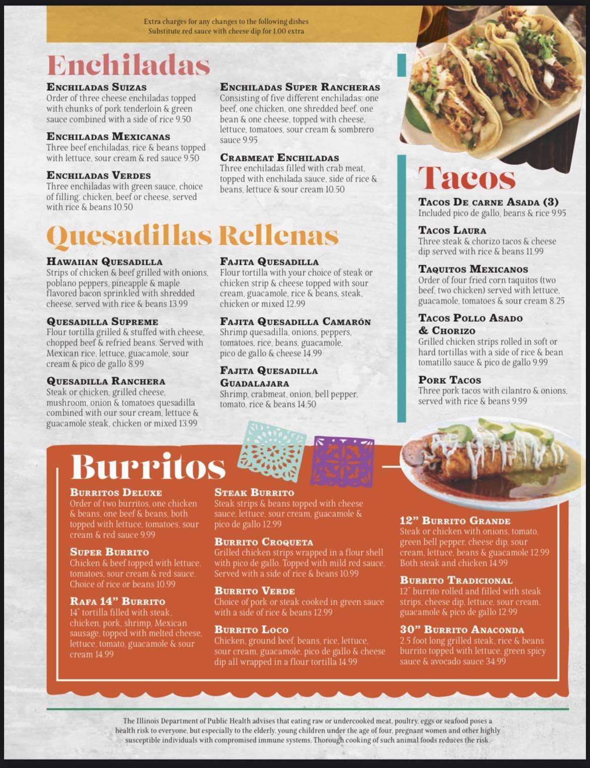 Menu at Mis Tres Potrillos Olney restaurant, Olney