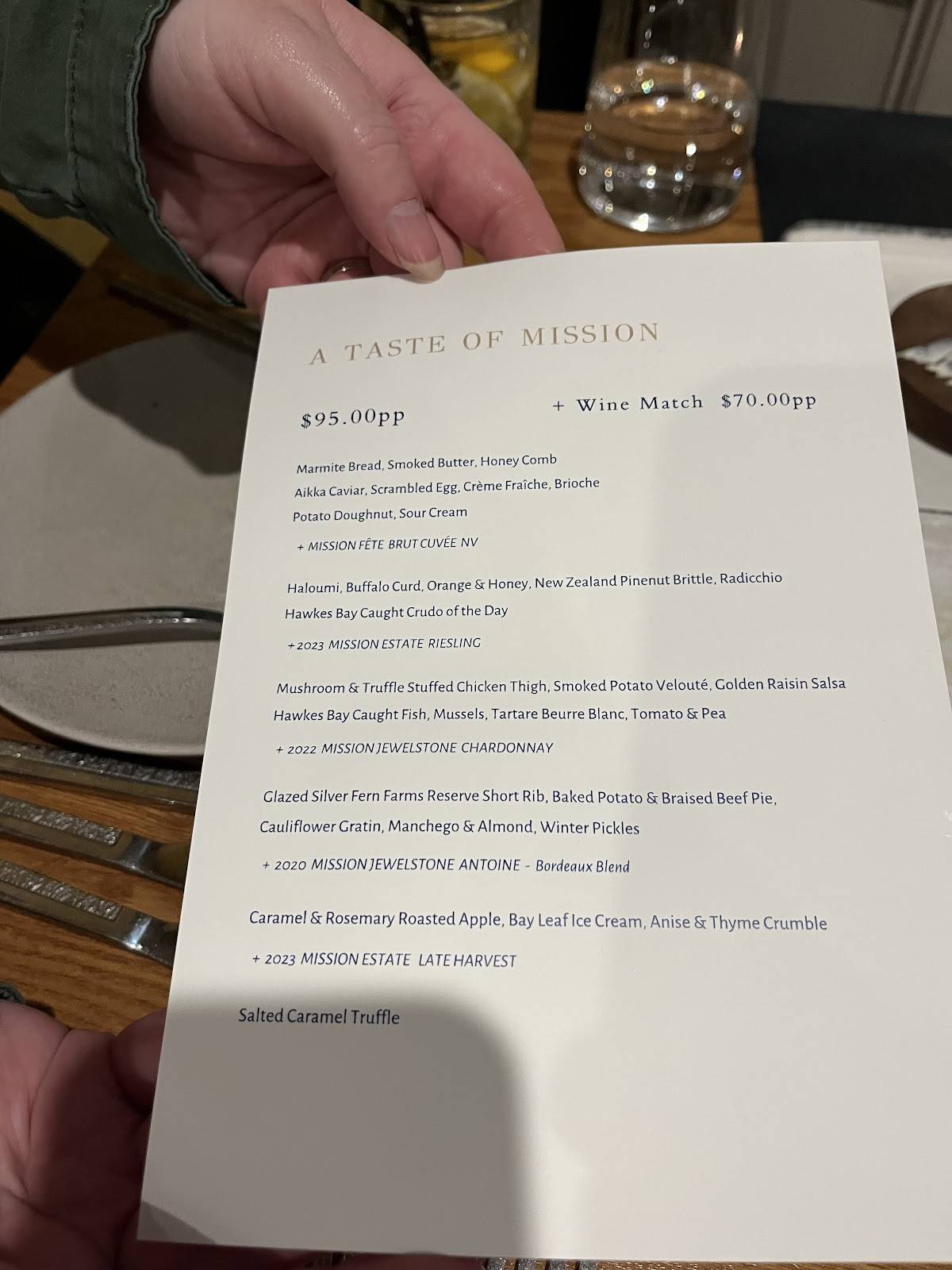 Menu at Mission Estate Restaurant, Napier, 198 Church Rd