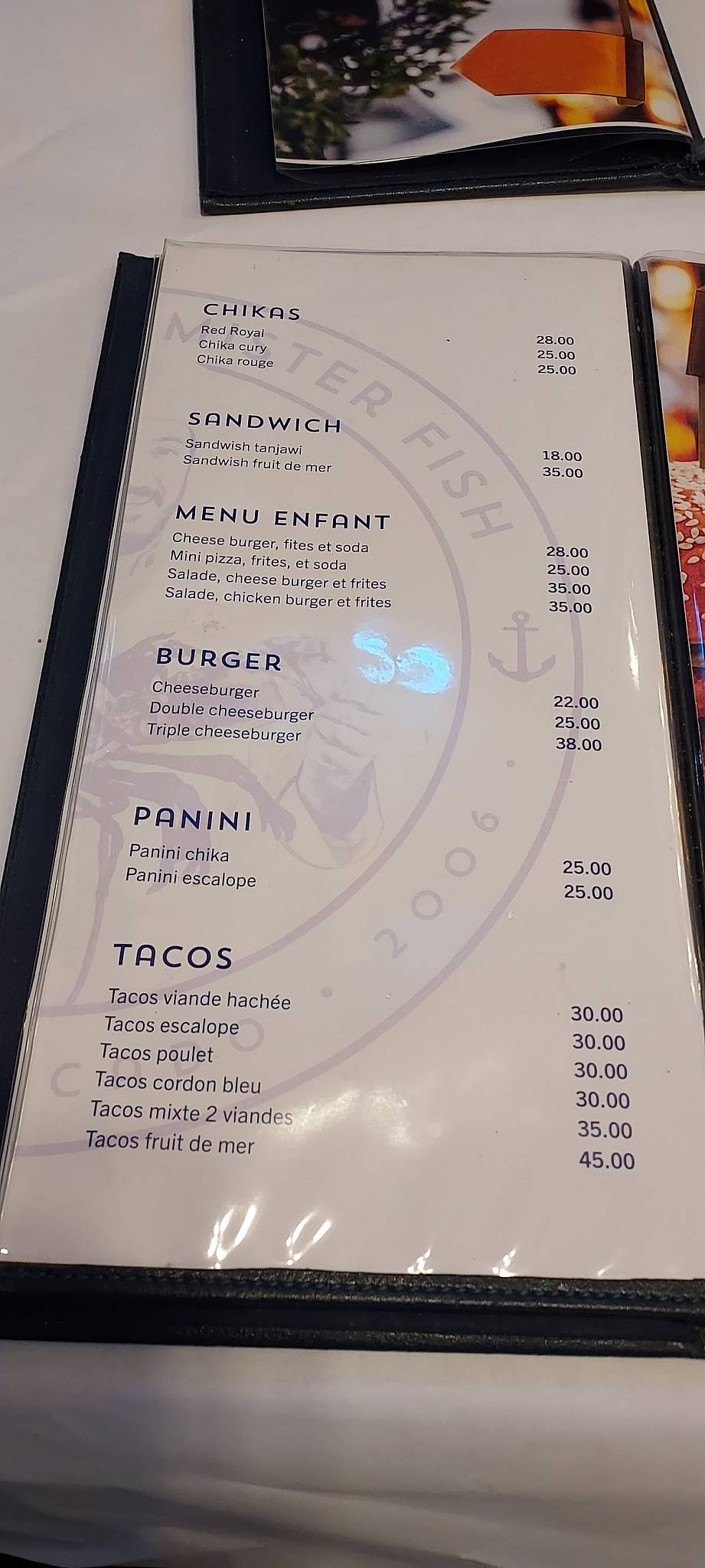 Speisekarte von Mister Fish restaurant, Agadir