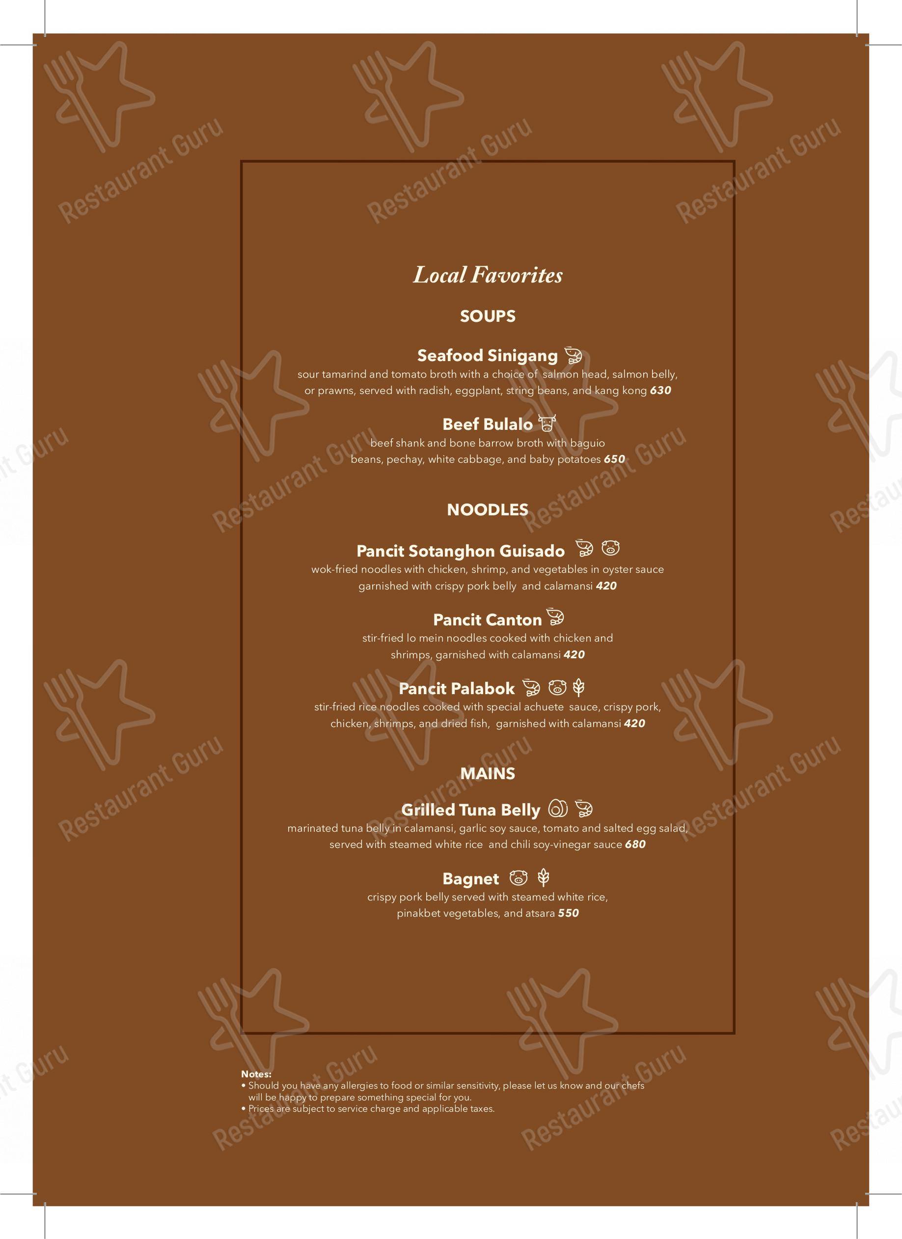 Menu at Misto at Seda Vertis North restaurant, Quezon City