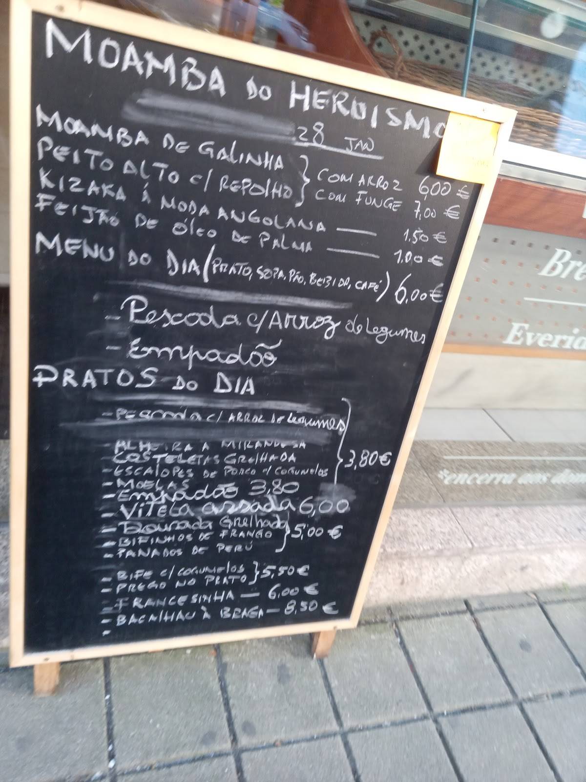 Menu em Moamba do Heroísmo - Restaurante Luso-Angolano - Prato do dia ...