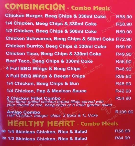 Menu at Mochachos restaurant, Johannesburg, 254 Atlas Road