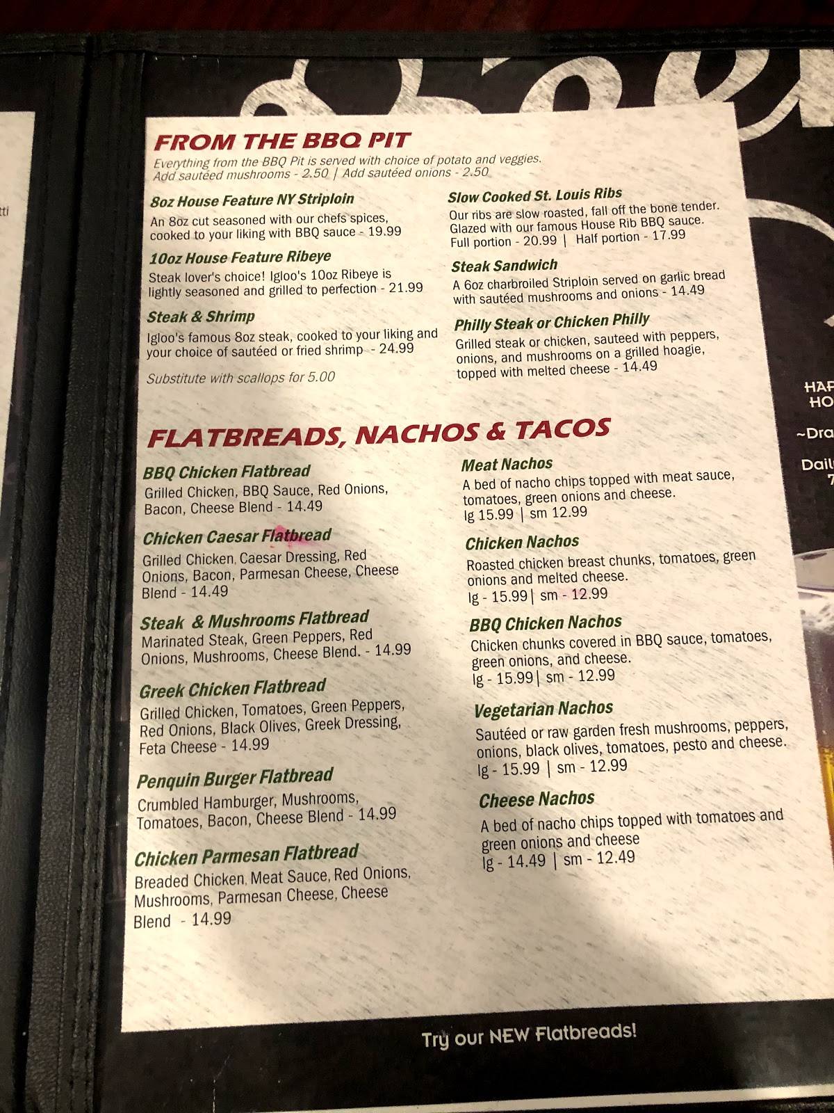 Menu at Igloo Beverage Room pub & bar, Moncton
