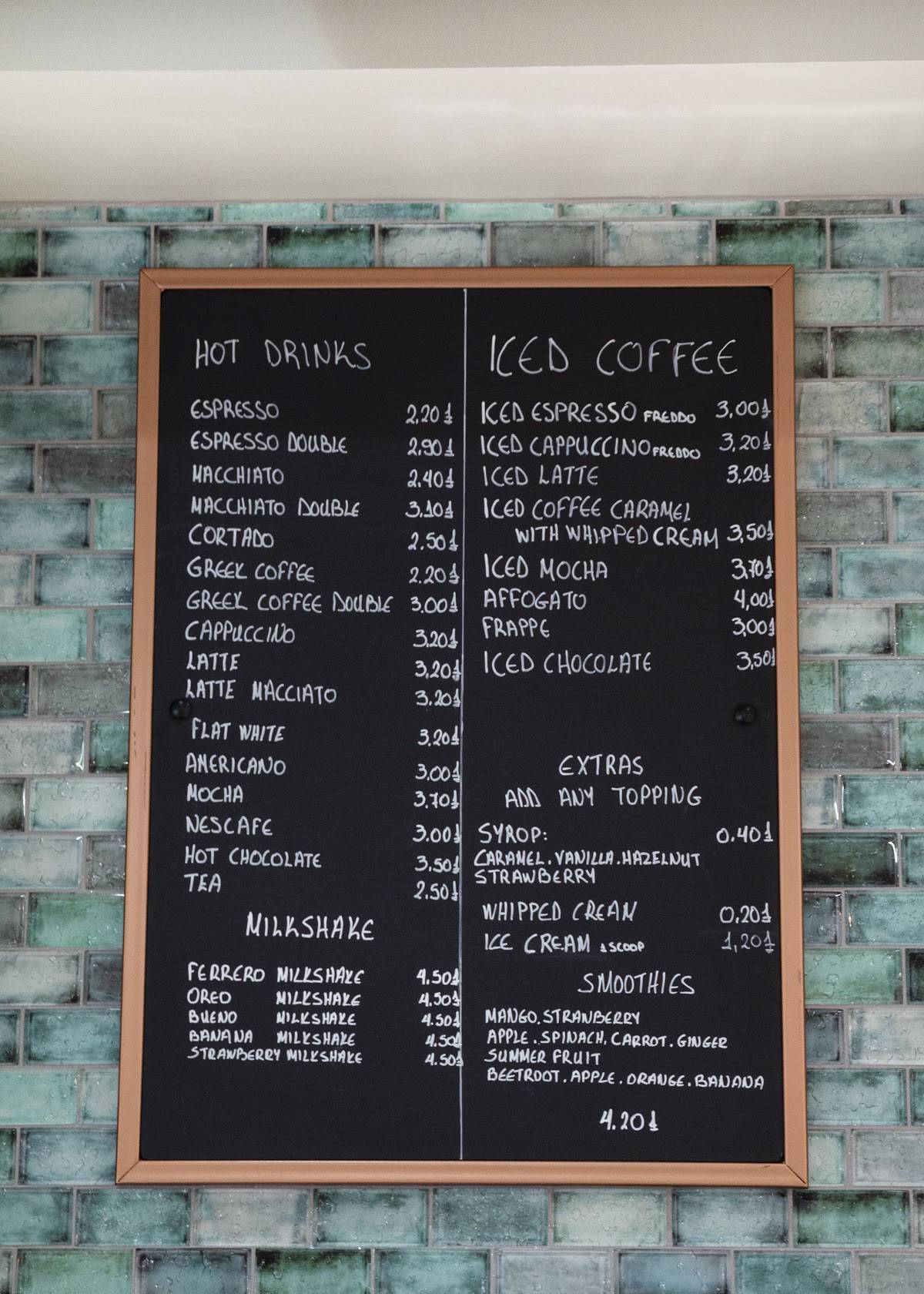 Menu at Monopoly Cafe Bakery, Cardiff