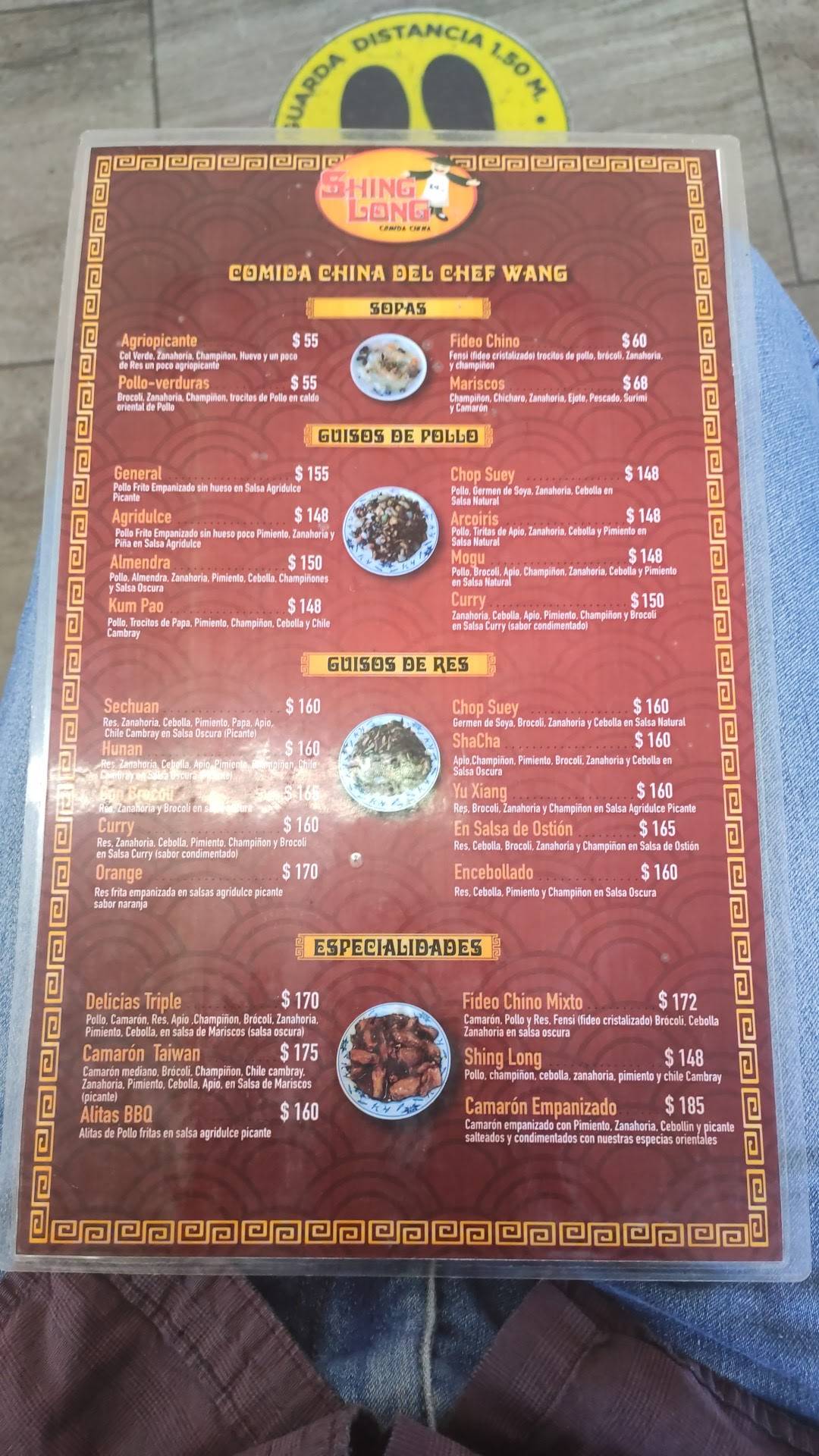 Carta del restaurante Shing Long, Monterrey, Av. Revolución 3448